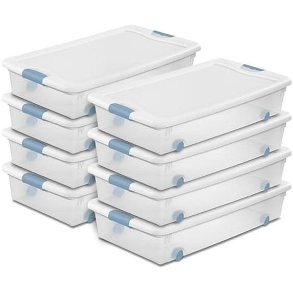 8-Pack Latching Box, Under Bed Storage Bins with Lids, Clear Plastic ...