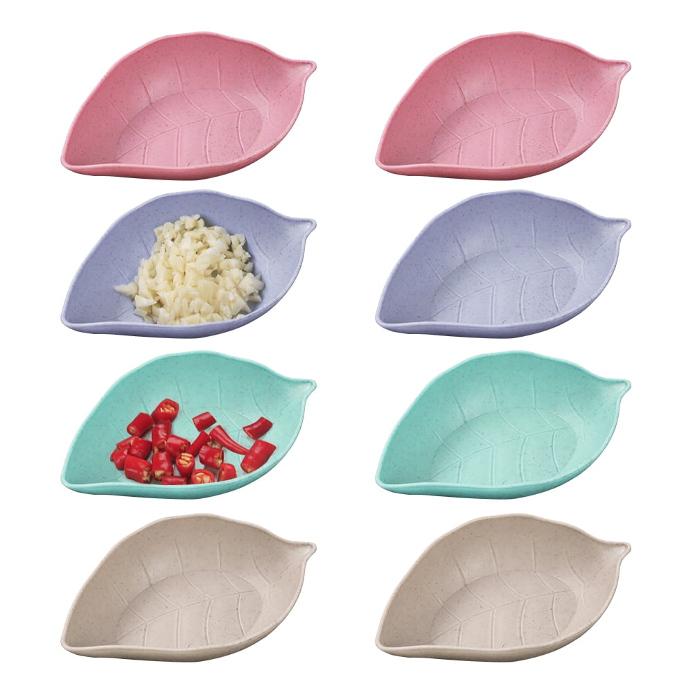 8 Pack Leaf-shaped Dipping Dish Bowls Seasoning Plates, Soy Sauce ...