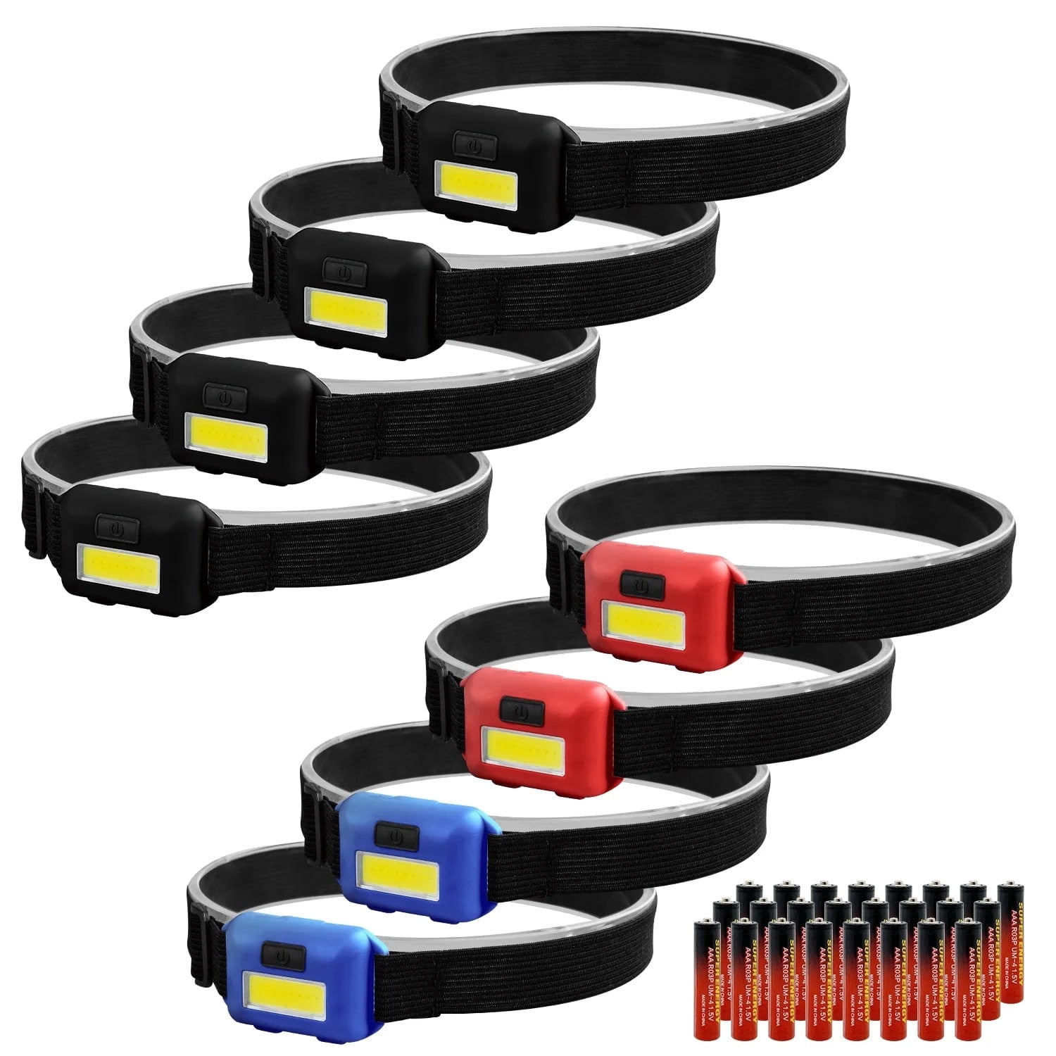 8 Pack Led Headlamp Flashlight for Adults and Kids, 1.1oz/31g COB Flood ...