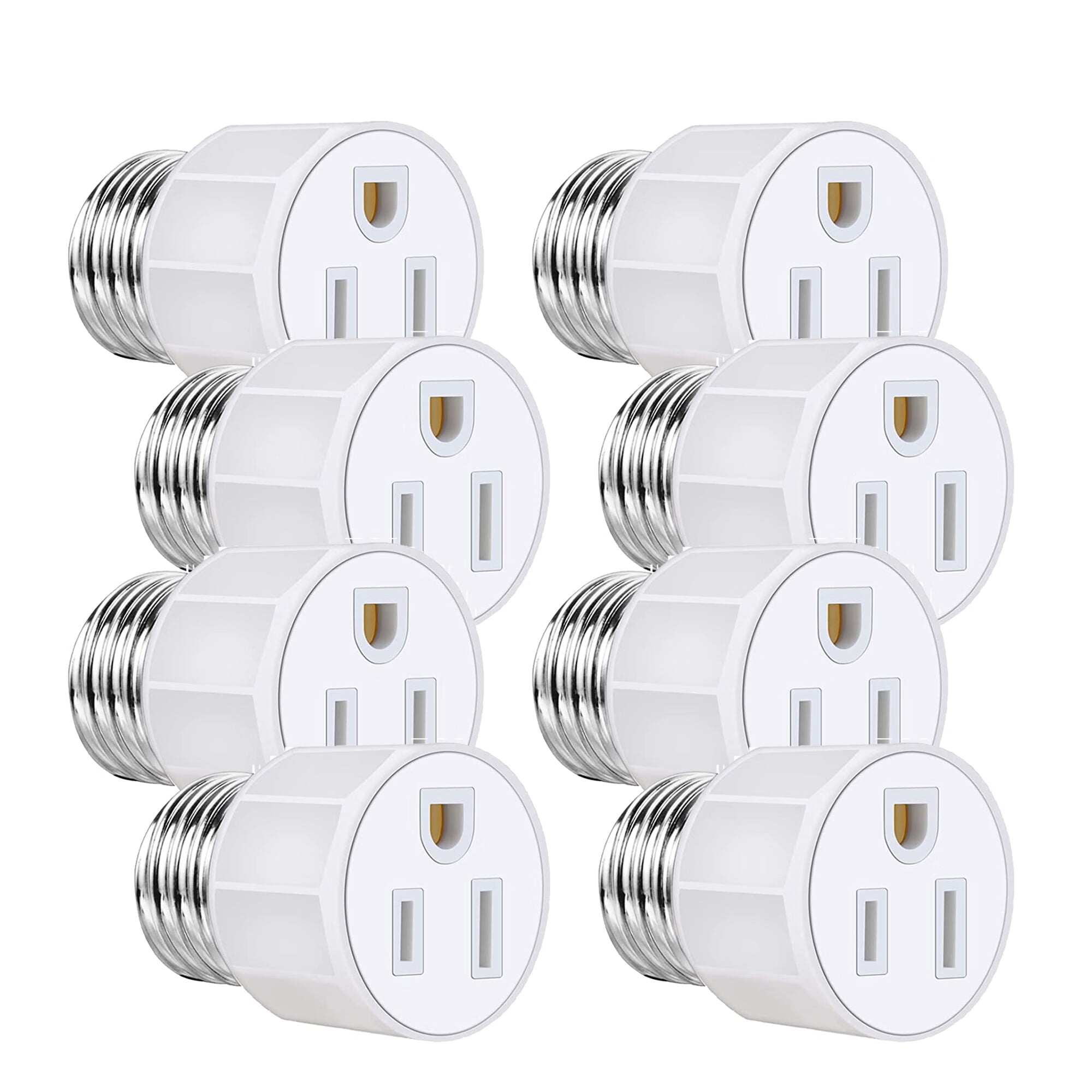 8 Pack Light Socket to Plug Adapter - E26/ E27 3 Prong Light Socket ...