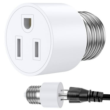 2Pcs E26/E27 3 Prong light socket adapter Outlet, Light Socket to Plug ...