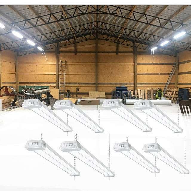 8 Pack Linkable LED Shop Light with Reflector for Garage, 4FT 40W ...