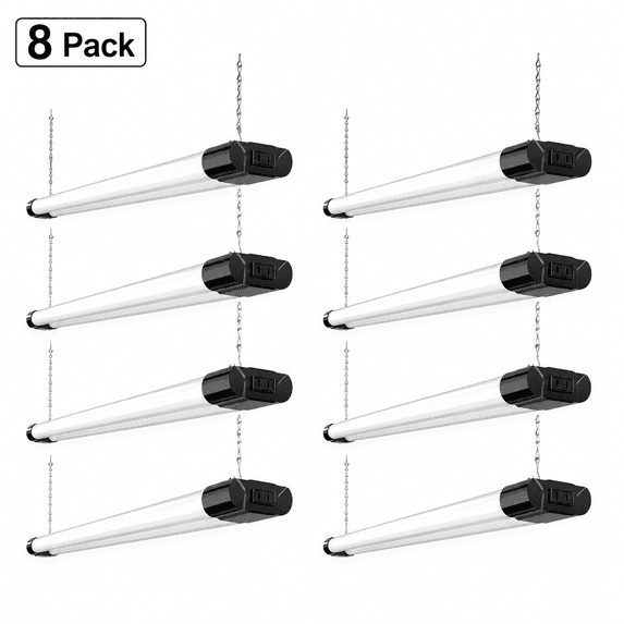 8 Pack Linkable LED Utility Shop Light, 4 FT Integrated Fixture For ...