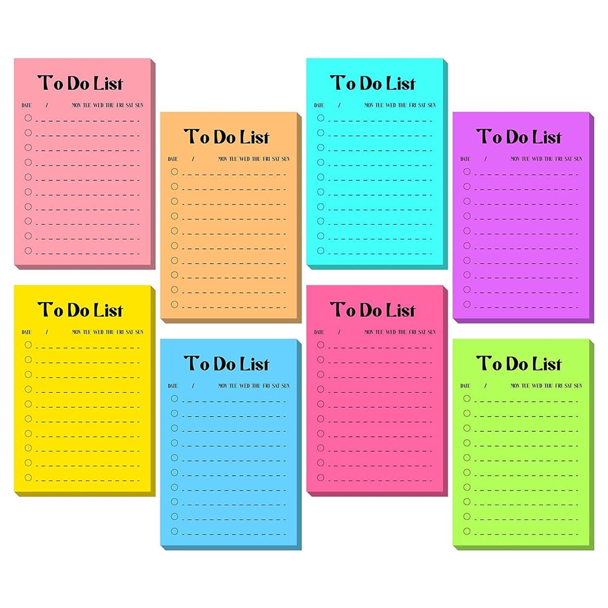 8 Pack to Do List Sticky Notes 400 Sheets 10x15cm Bright Colors Lined ...