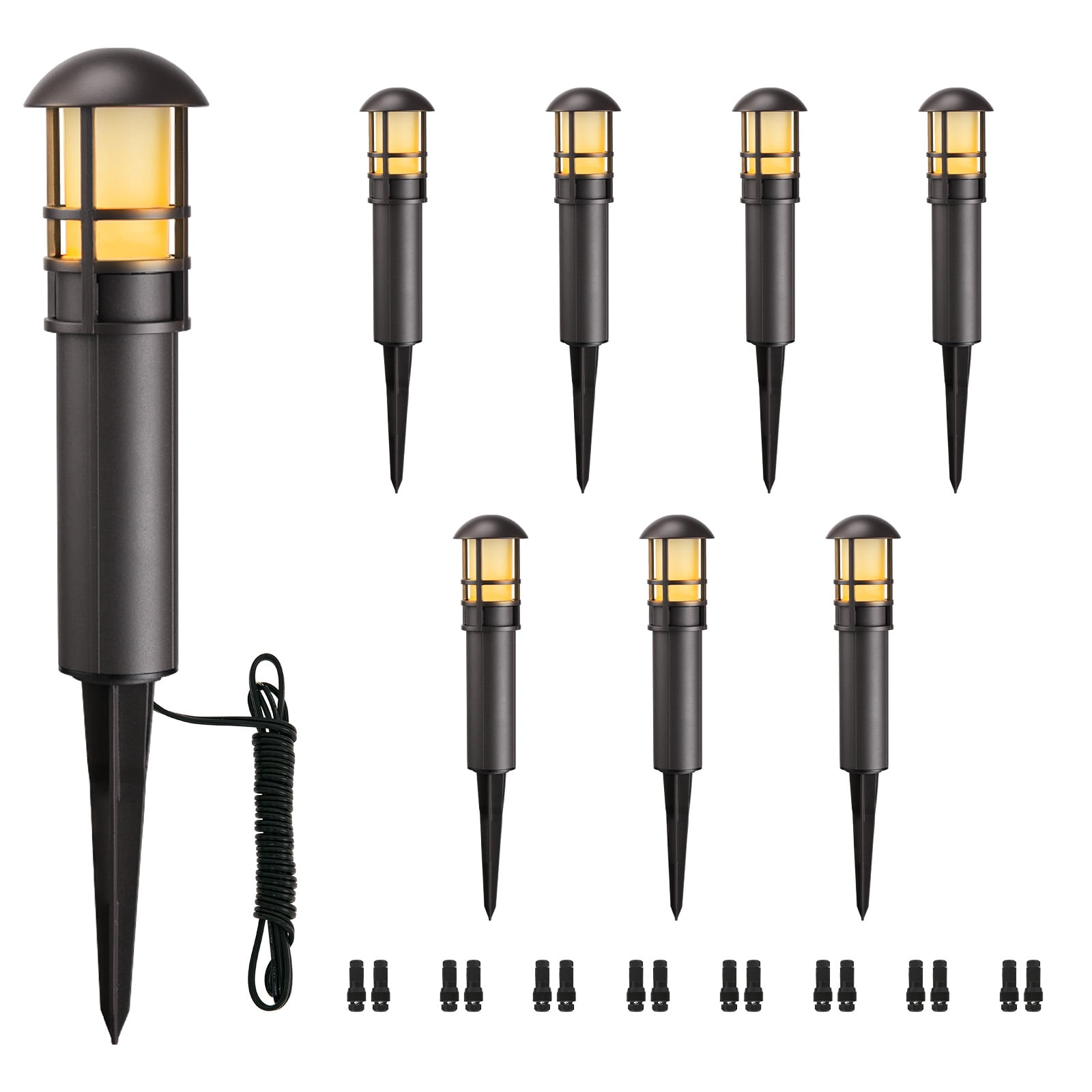 MW Lighting 8-Pack Low Voltage Pathway Lights, 3W 12-24VAC/DC ...
