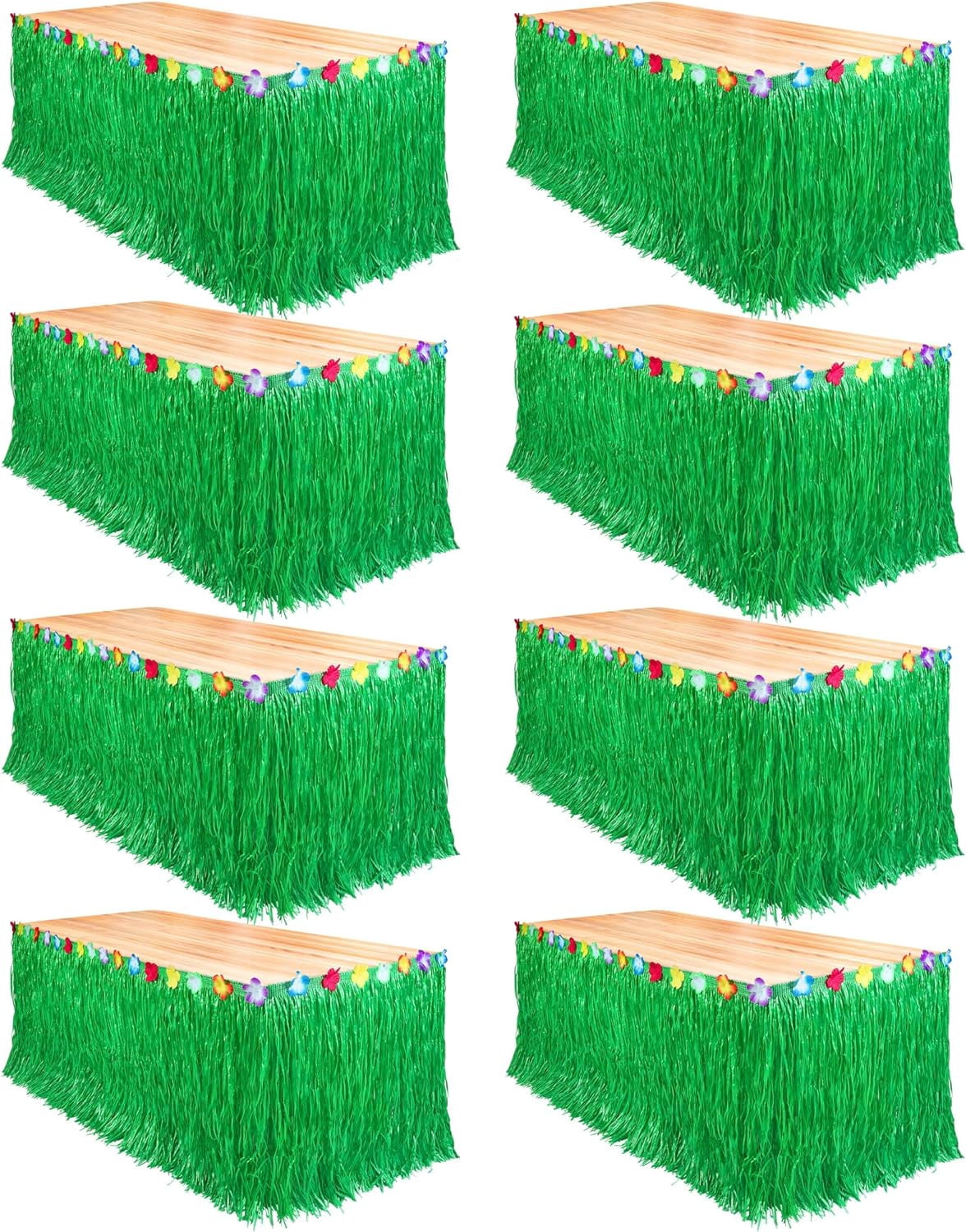 8 Pack Luau Grass Table Skirt Natural 9 Feet x 29.5 Inch Hawaiian Table ...