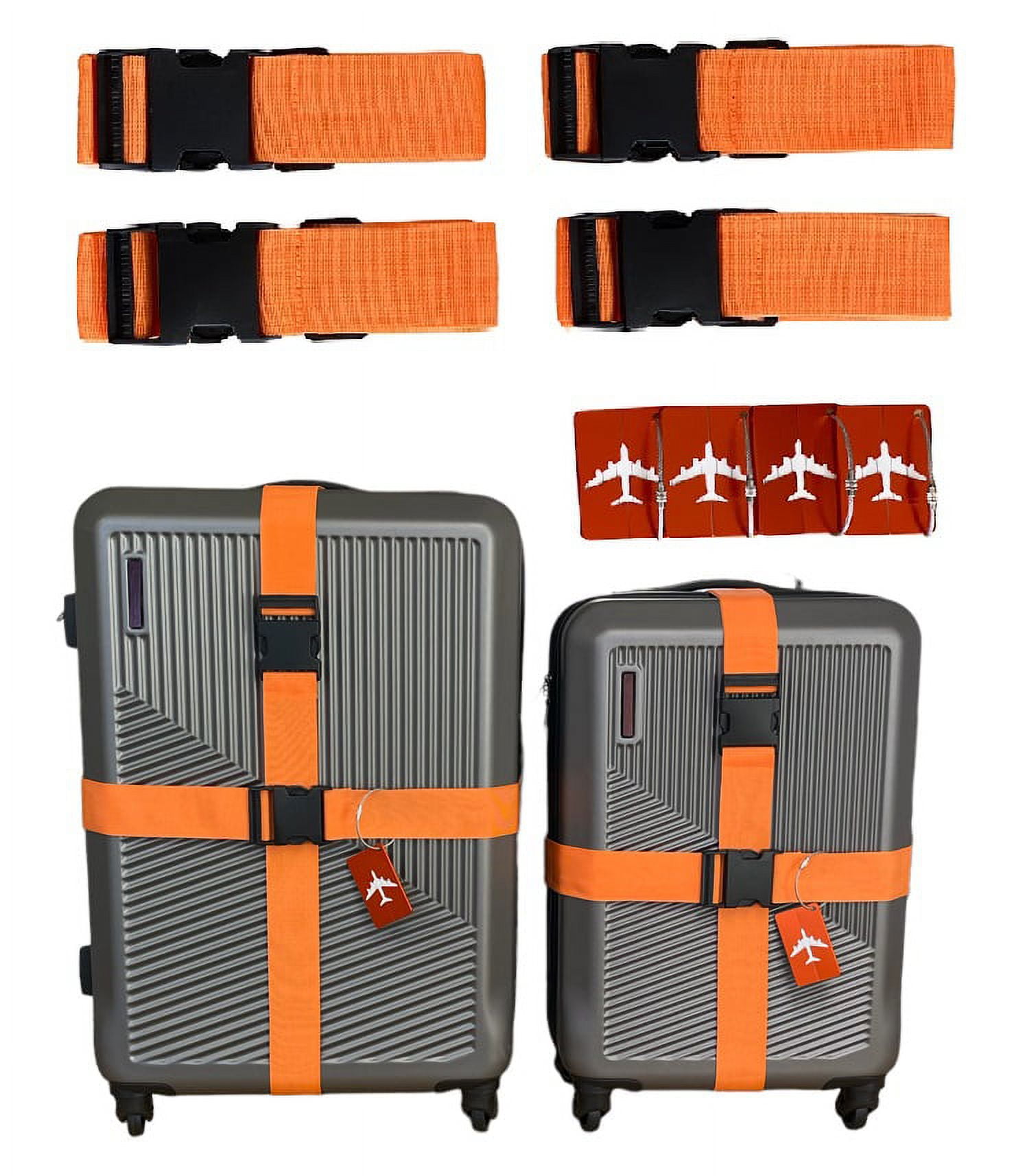 8 Pack Luggage Set, 4 Pack Straps and 4 Pack ID Tags, Adjustable Heavy ...