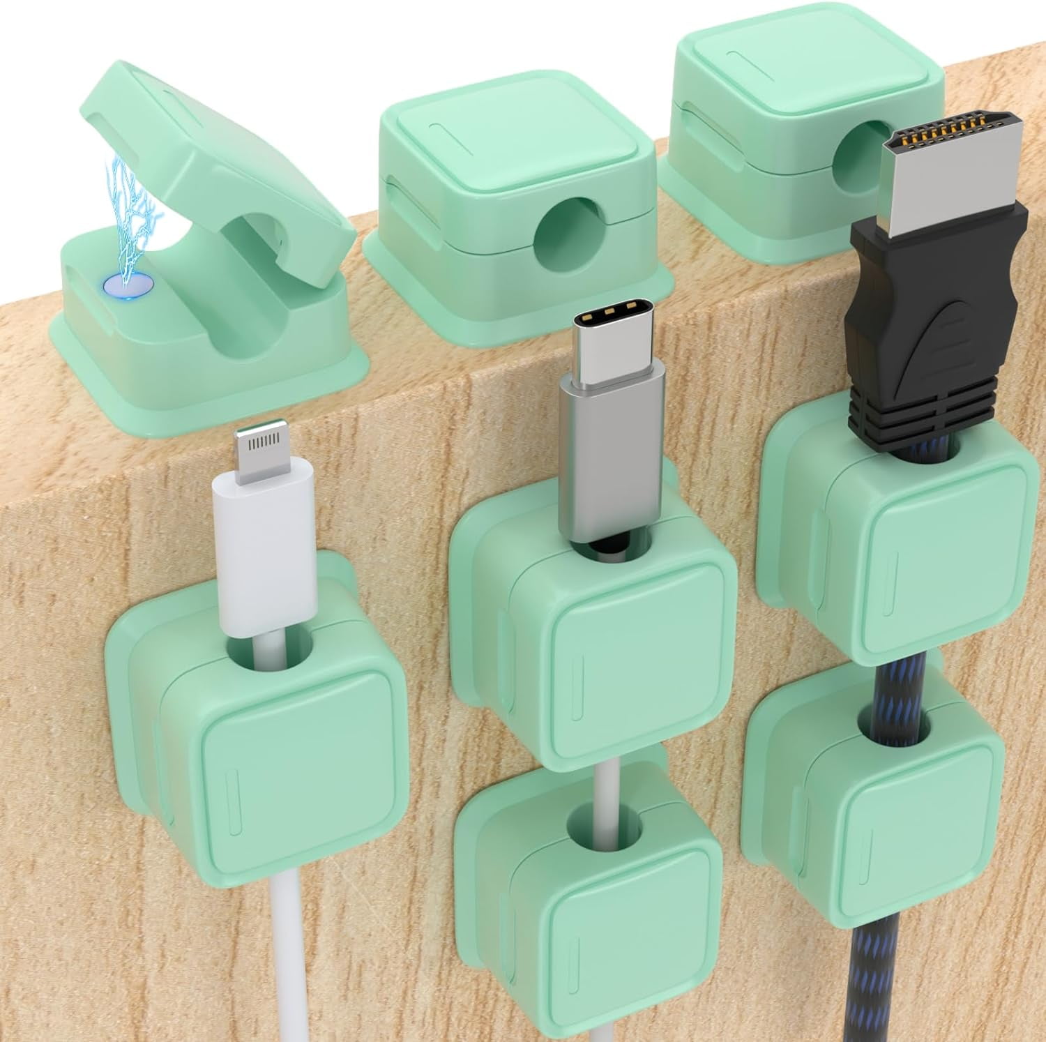 8 Pack Magnetic Cord Organizer, Easy Secure Adhesive Cable Management ...