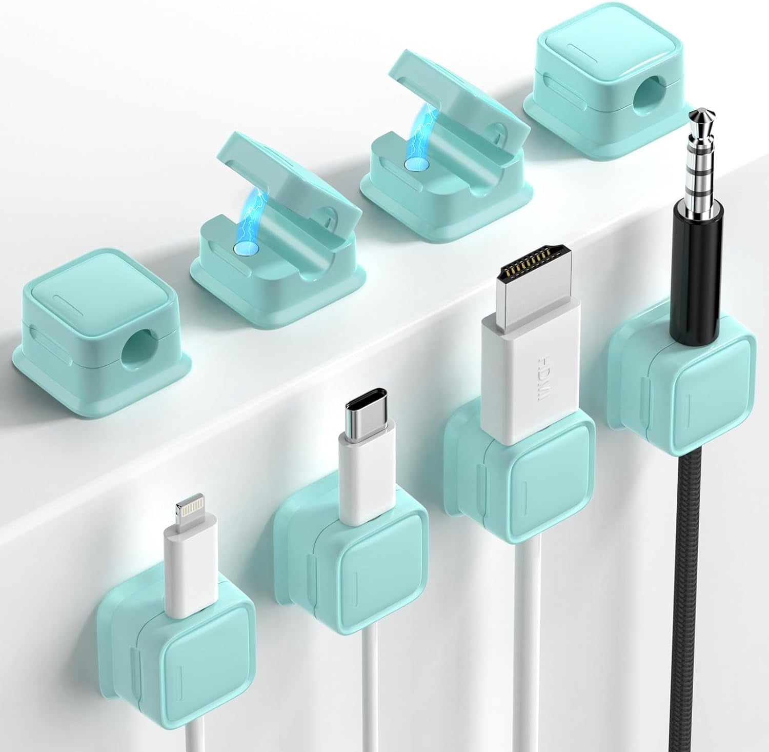 8 Pack Magnetic Cord Organizer, Easy Secure Adhesive Cable Management ...