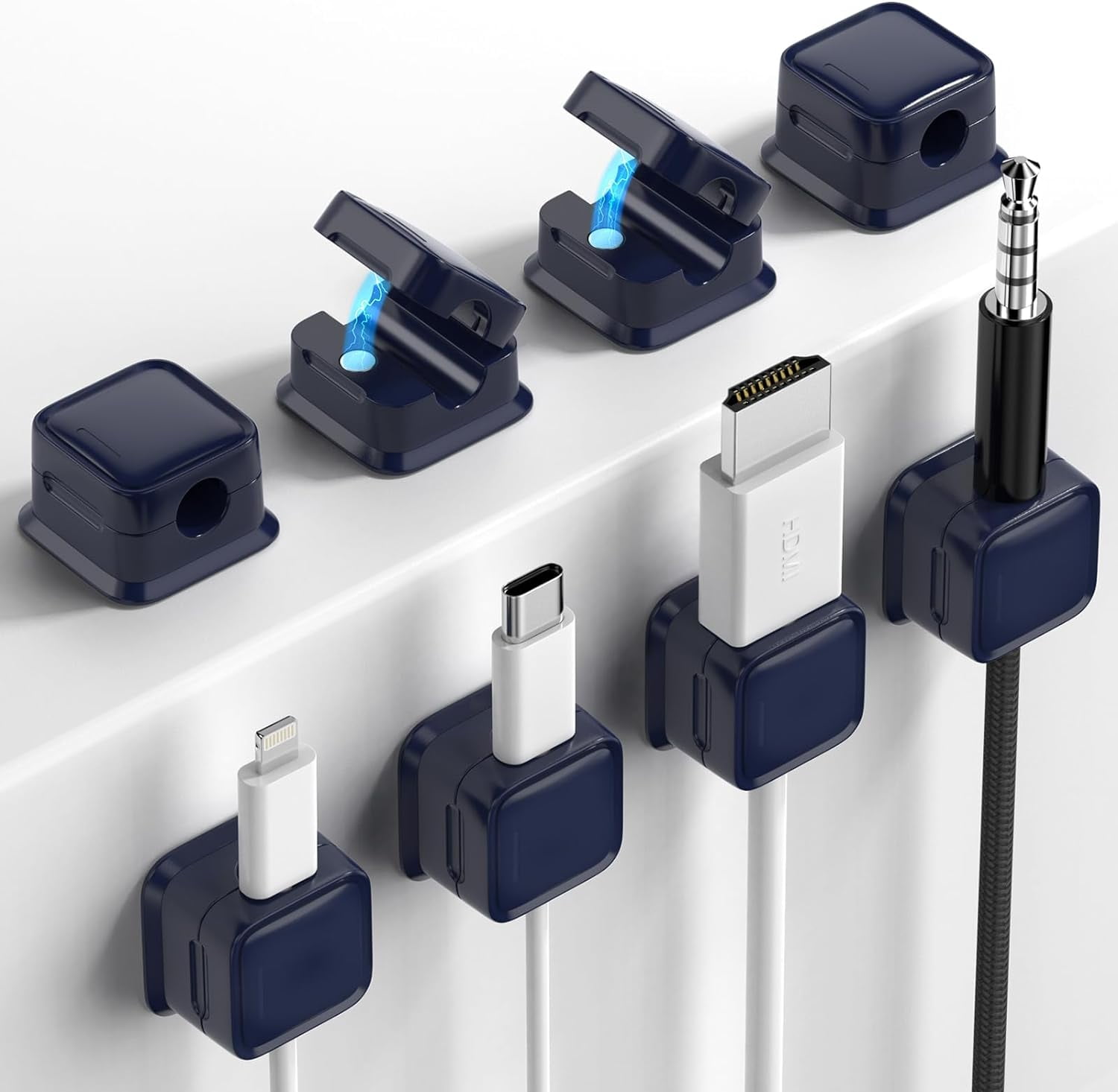 8 Pack Magnetic Cord Organizer, Easy Secure Adhesive Cable Management ...