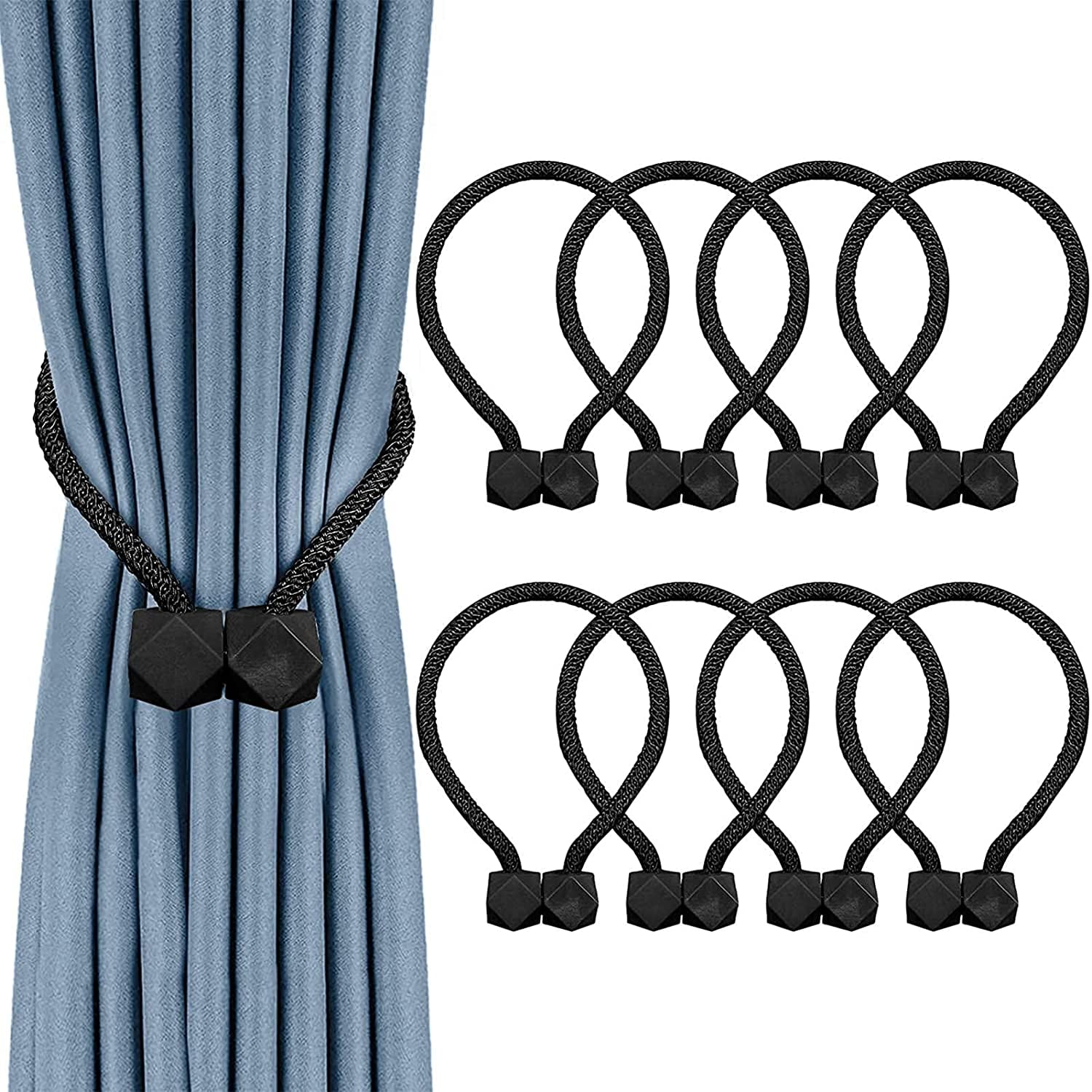 8 Pack Magnetic Curtain Tiebacks, European Style Convenient Drape Tie ...