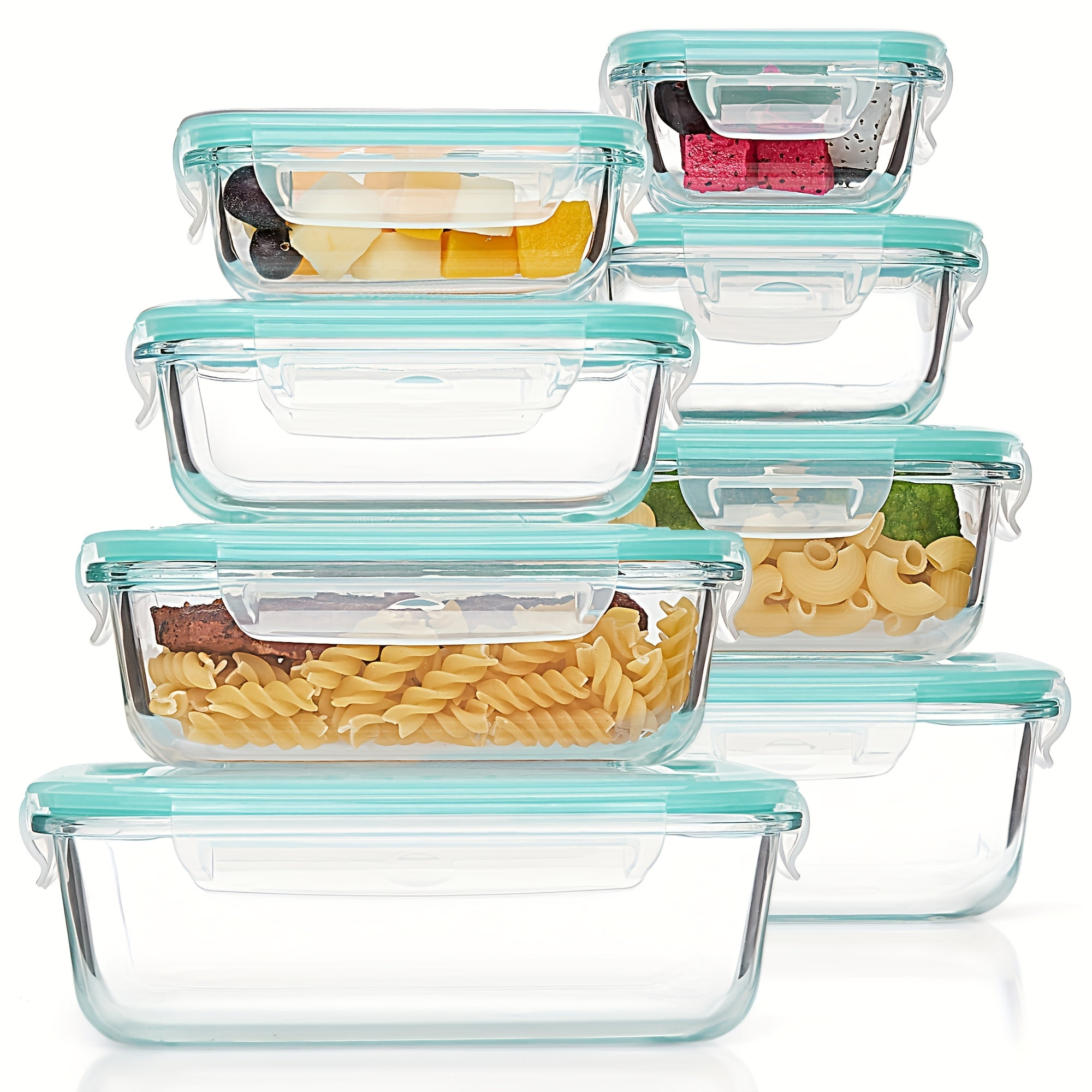 8 Pack Meal Prep & Bento Glass Food Storage Containers - Airtight Leak ...