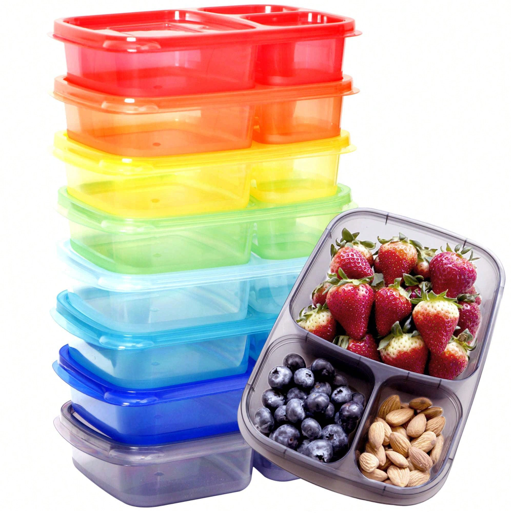 8 Pack Meal Prep Containers, Reusable Plastic Divided Food Storage ...