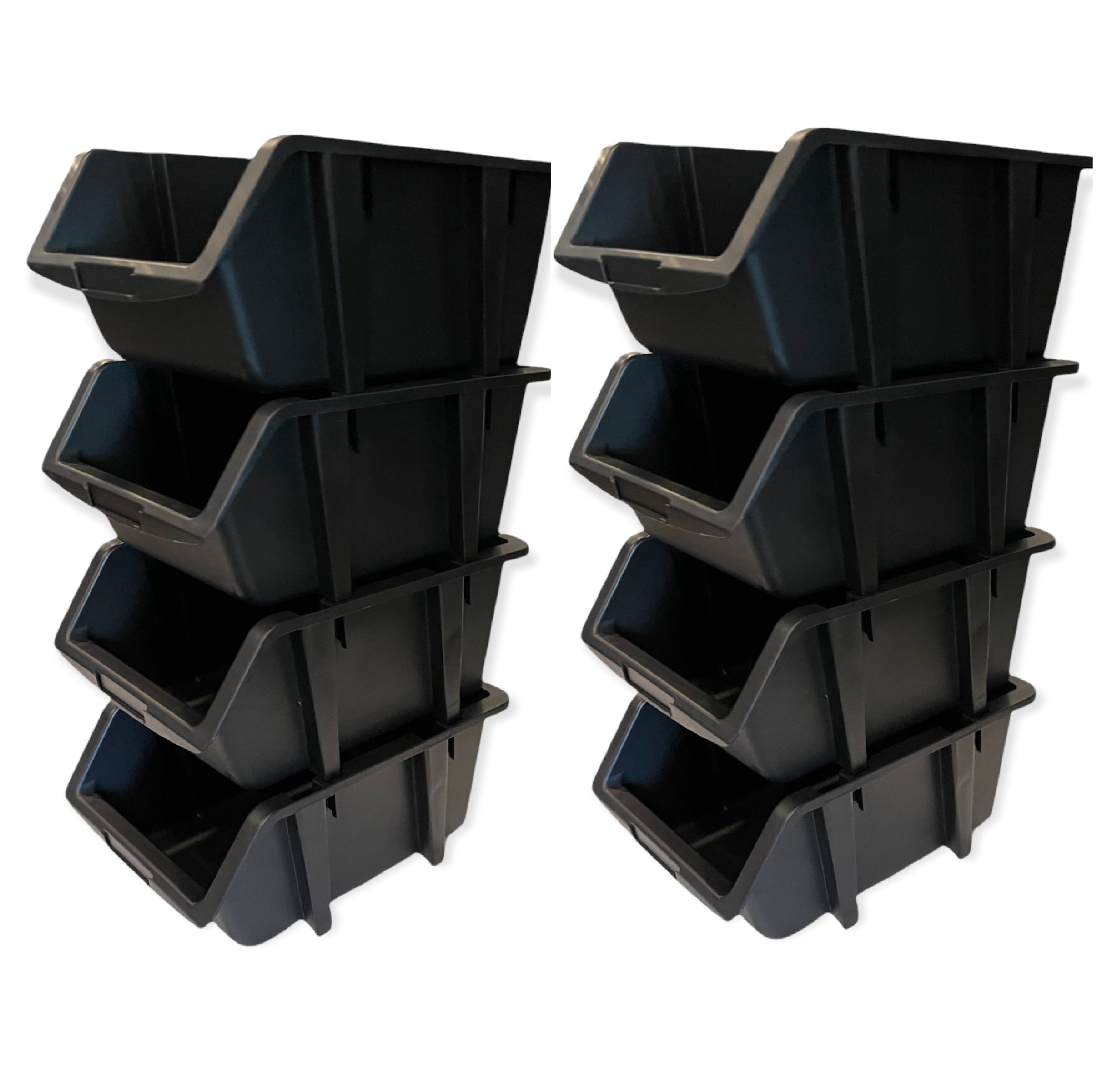 8 Pack Medium, Heavy-Duty, Stackable Bins, Made from Recycled Bottles ...