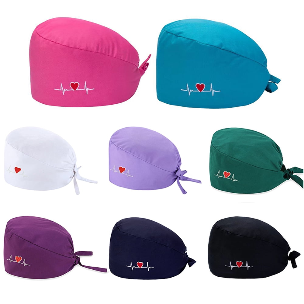 8 Pack Men and Women Scrub Cap with Adjustable Elastic Tie-Back ...
