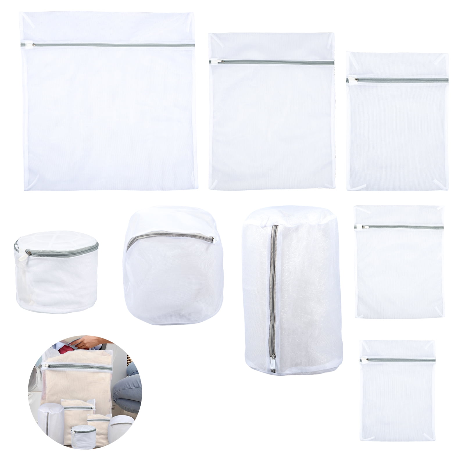 8 Pack Mesh Laundry Bags for Delicates with Non Rust Zipper- White ...