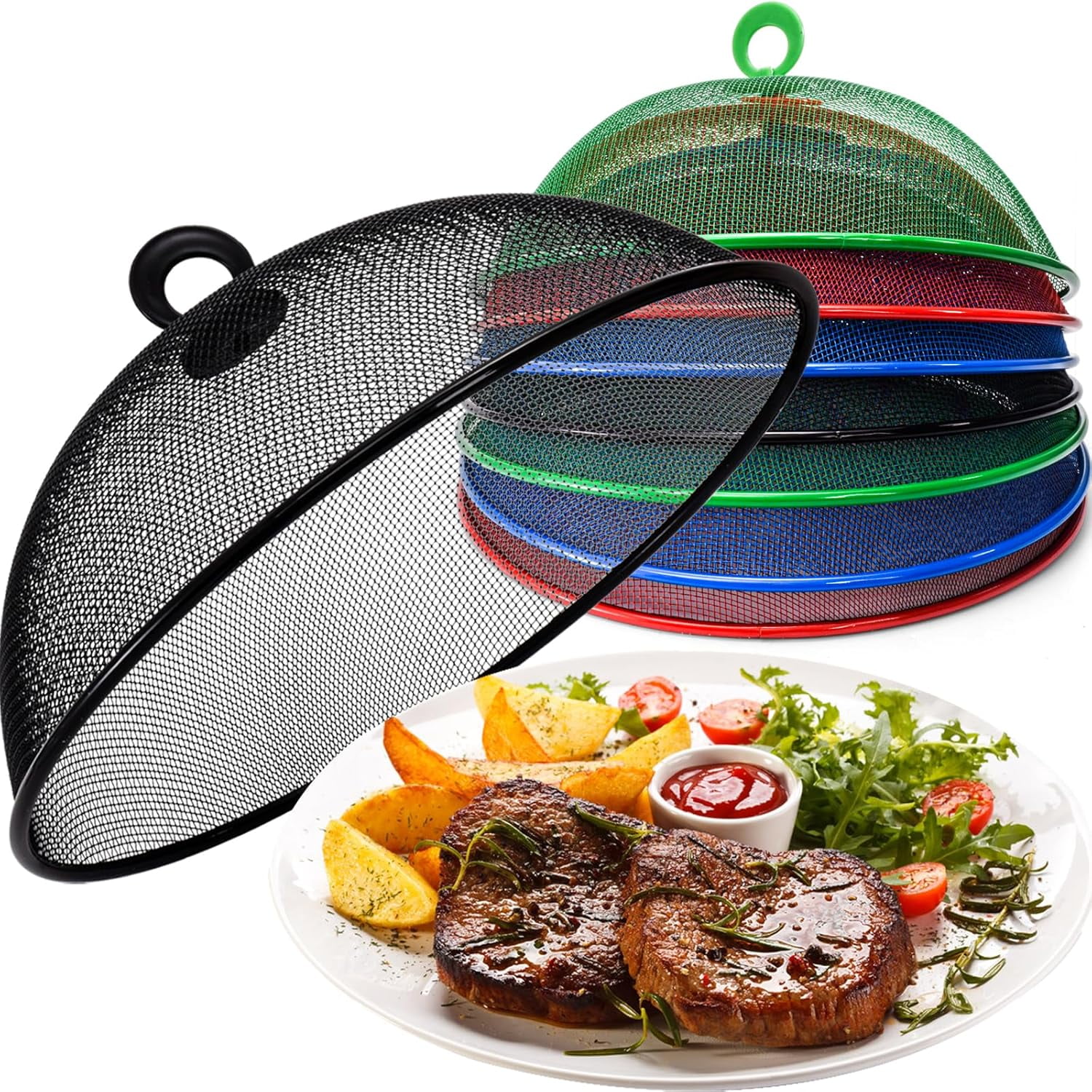 8 Pack Mesh Metal Screen Food Cover, Round Outdoor Picnic Food Tents ...