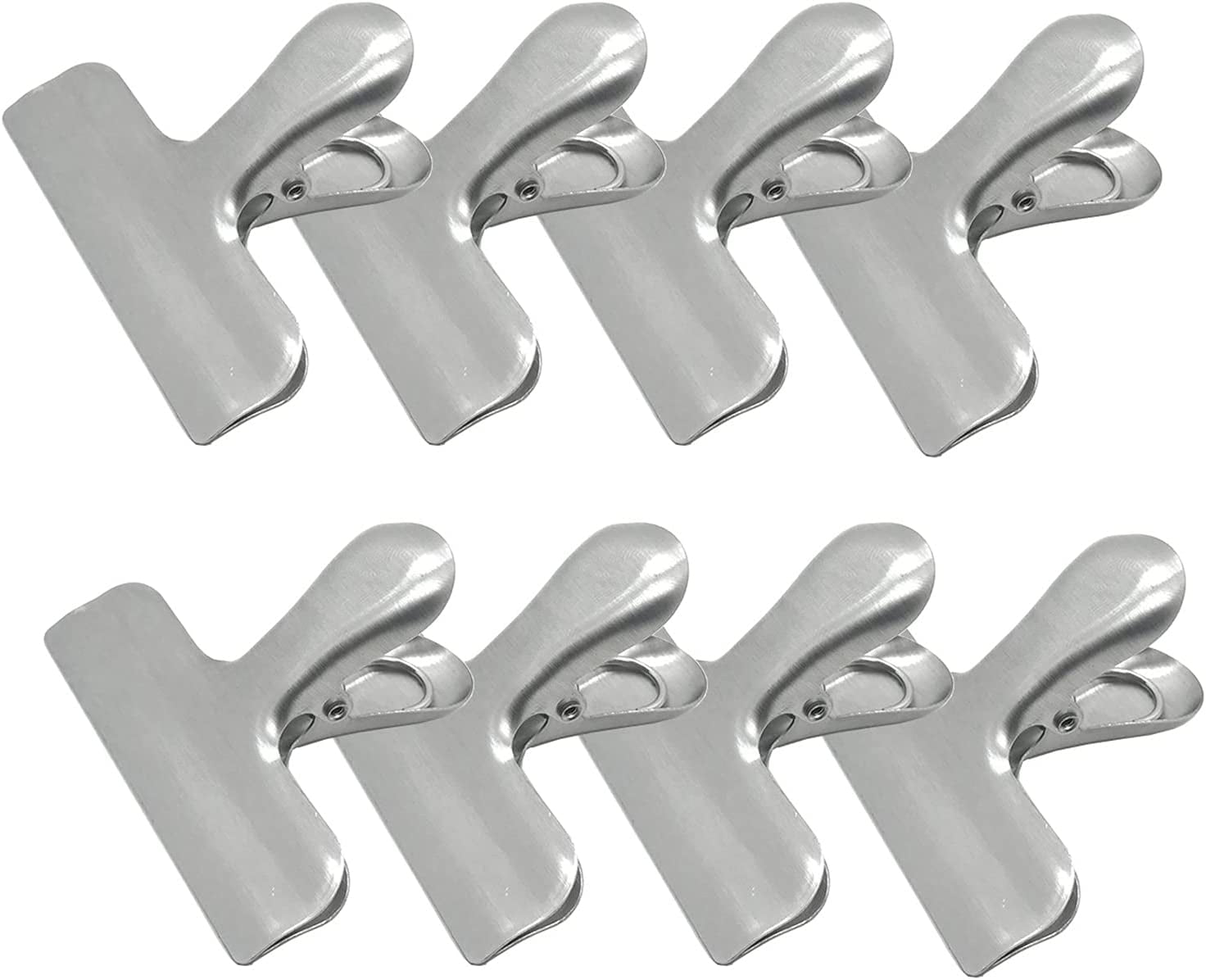 8 Pack Metal Chip Clips, 3 Inch Wide Stainless Steel Heavy Duty Food ...