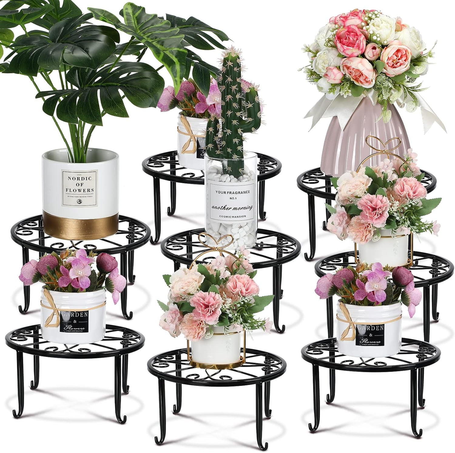 8 Pack Metal Plant Stands for Flower Pot Outdoor Indoor Plant Stand ...
