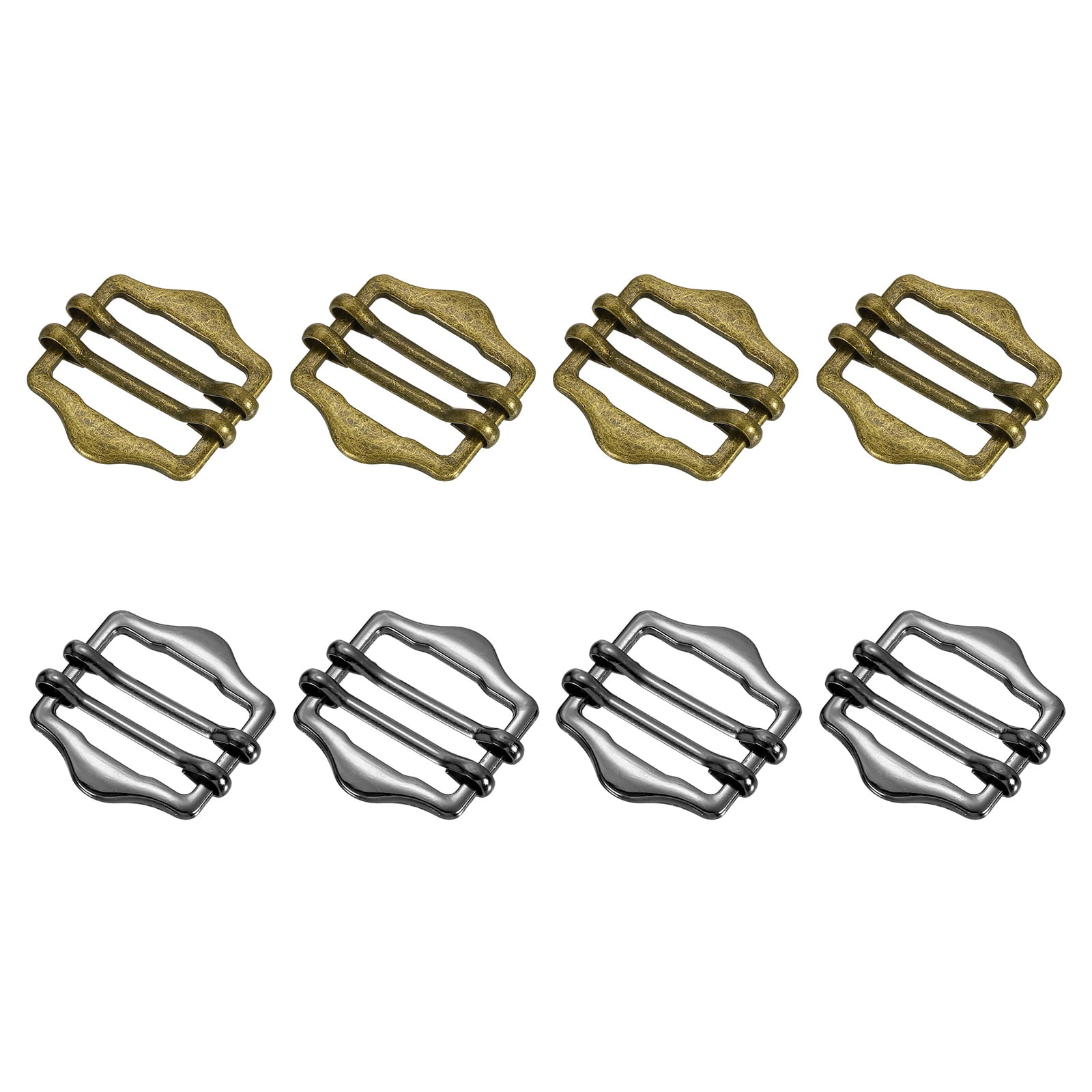 8 Pack Metal Slide Buckles, 20mm Double-Pin Webbing Strap Roller ...