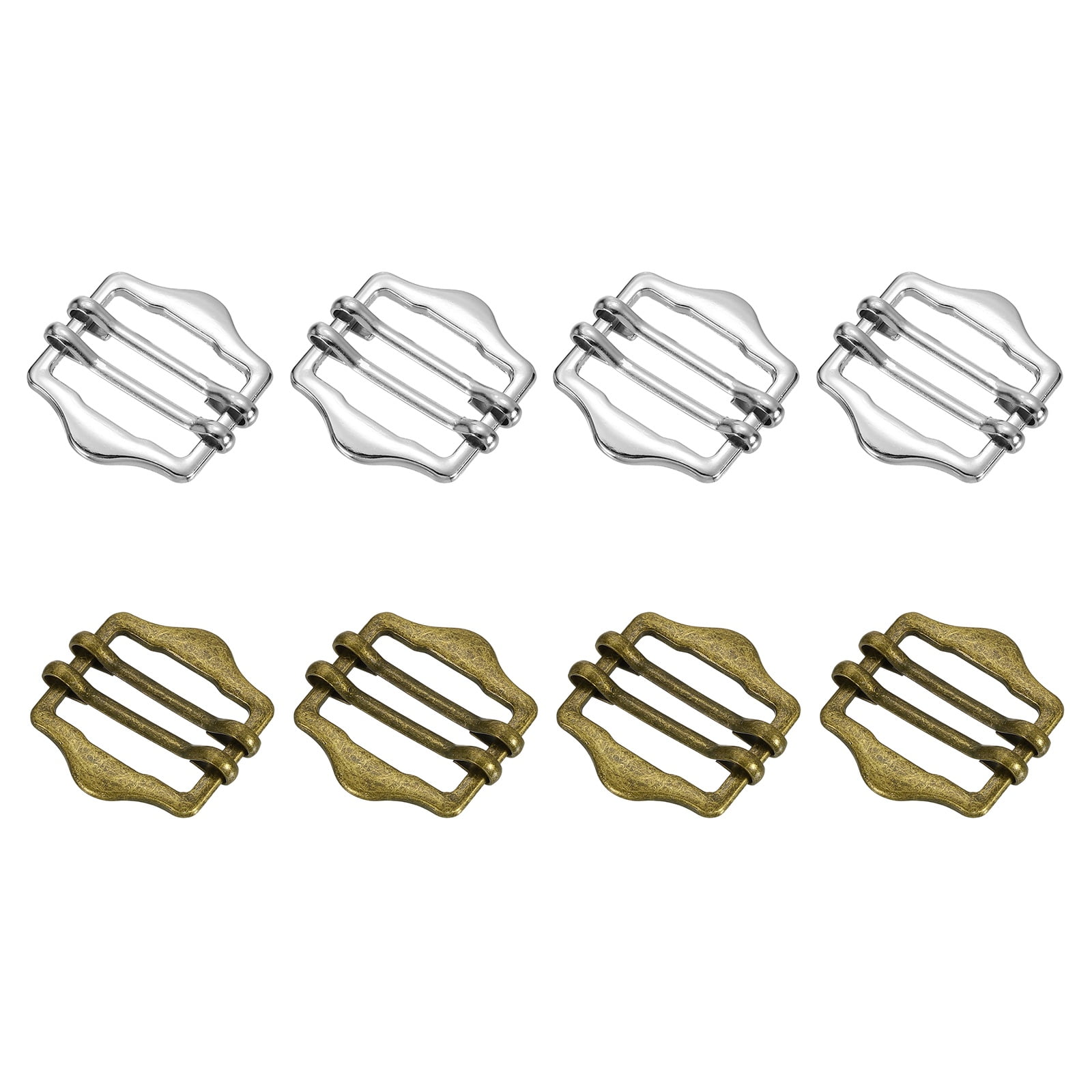 8 Pack Metal Slide Buckles, 20mm Double-Pin Webbing Strap Roller ...