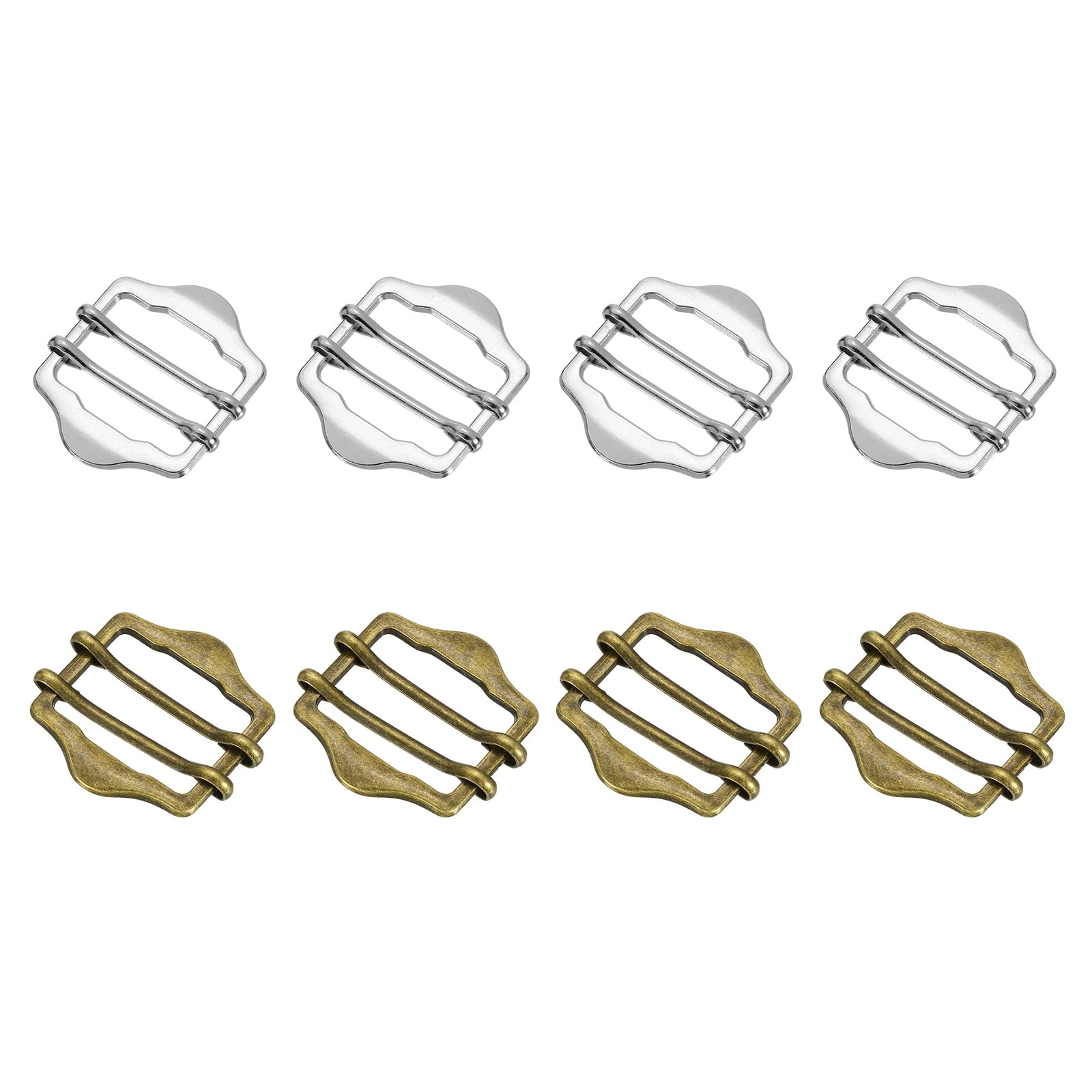 8 Pack Metal Slide Buckles, 25mm Double-Pin Webbing Strap Roller ...