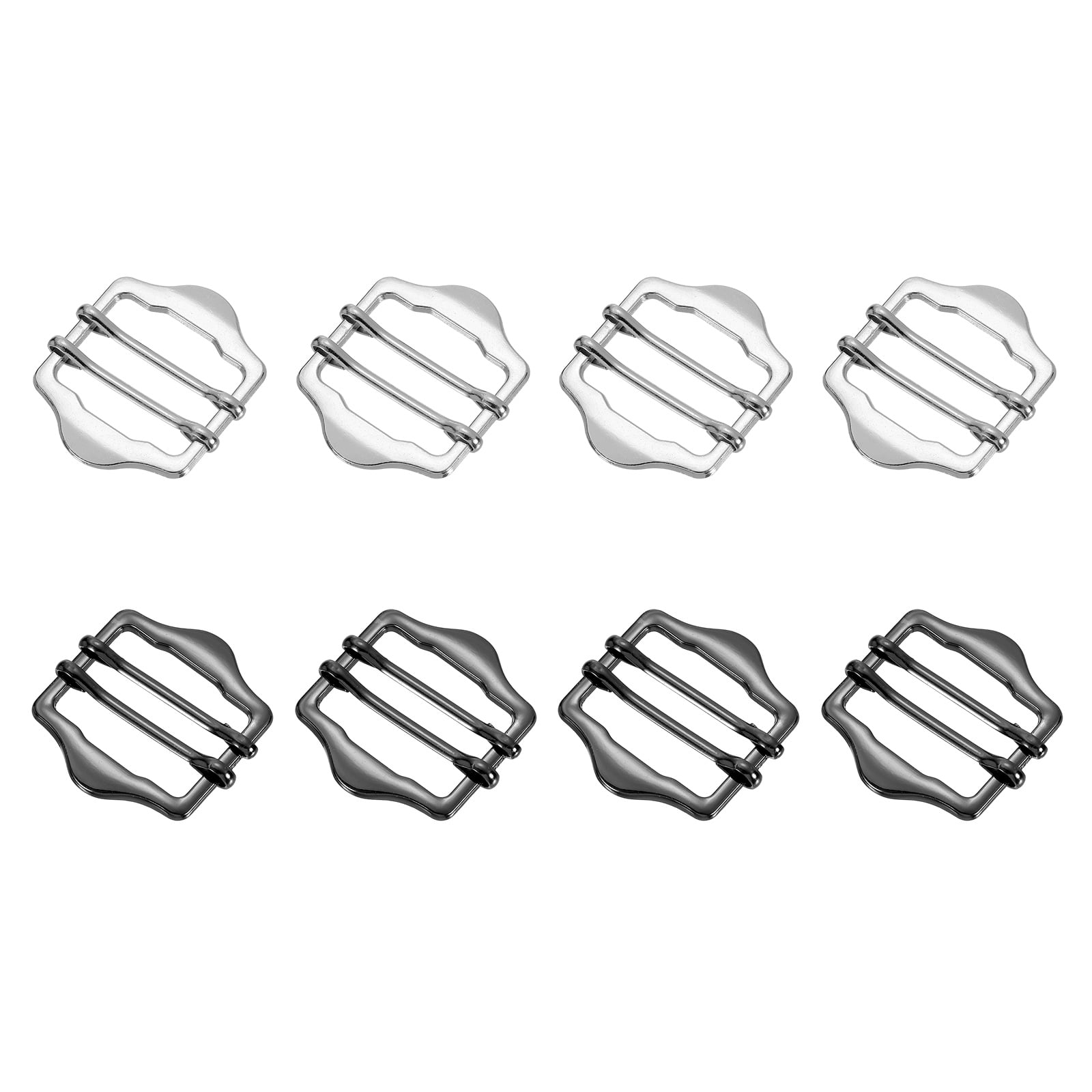 8 Pack Metal Slide Buckles, 25mm Double-Pin Webbing Strap Roller ...
