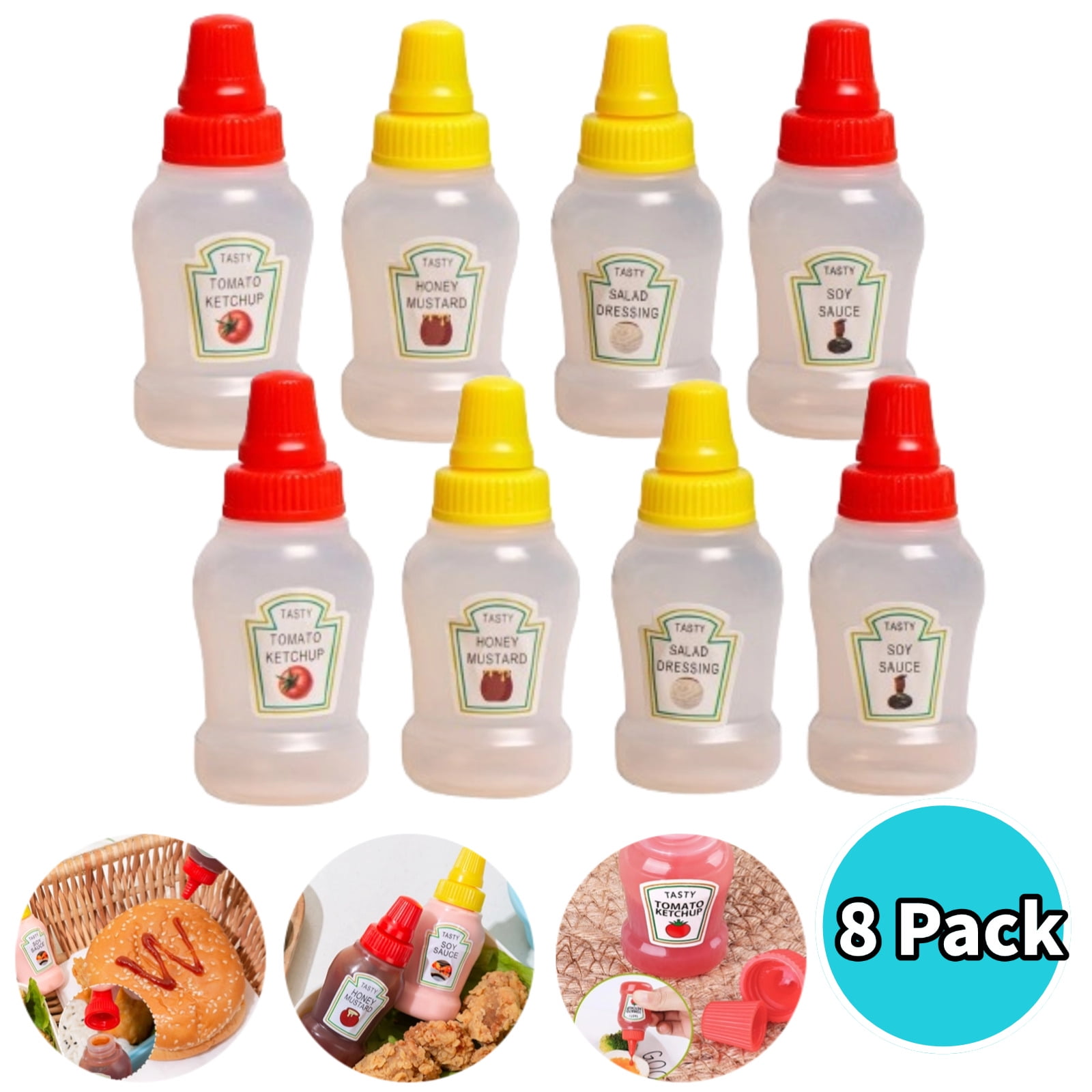 8 Pack Mini Ketchup Bottles with Sturdy Screw Cap, 25ml Mini Condiment ...