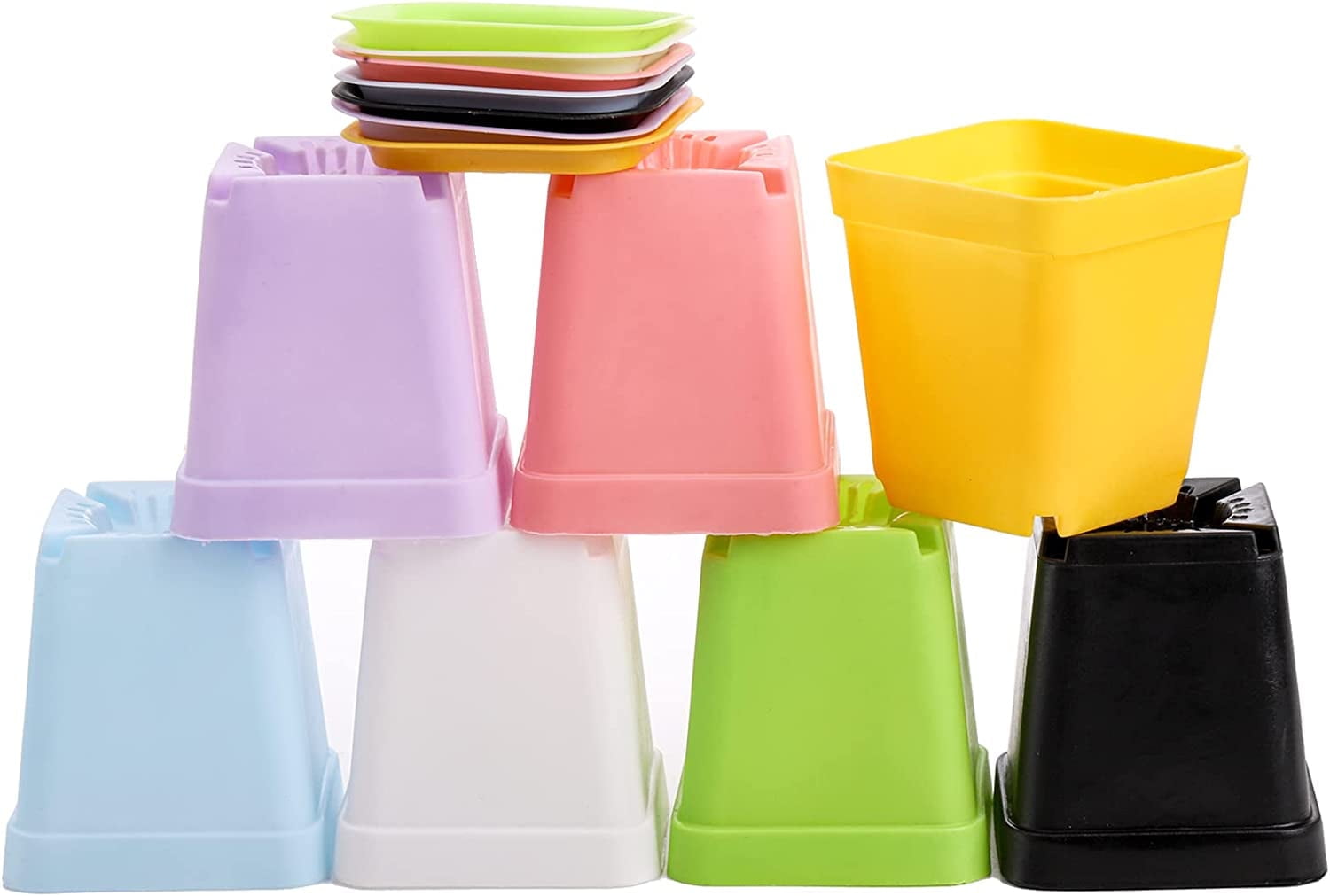 8 Pack Mini Plastic Flower Seedling Nursery Pot with Pallet, 3 ...