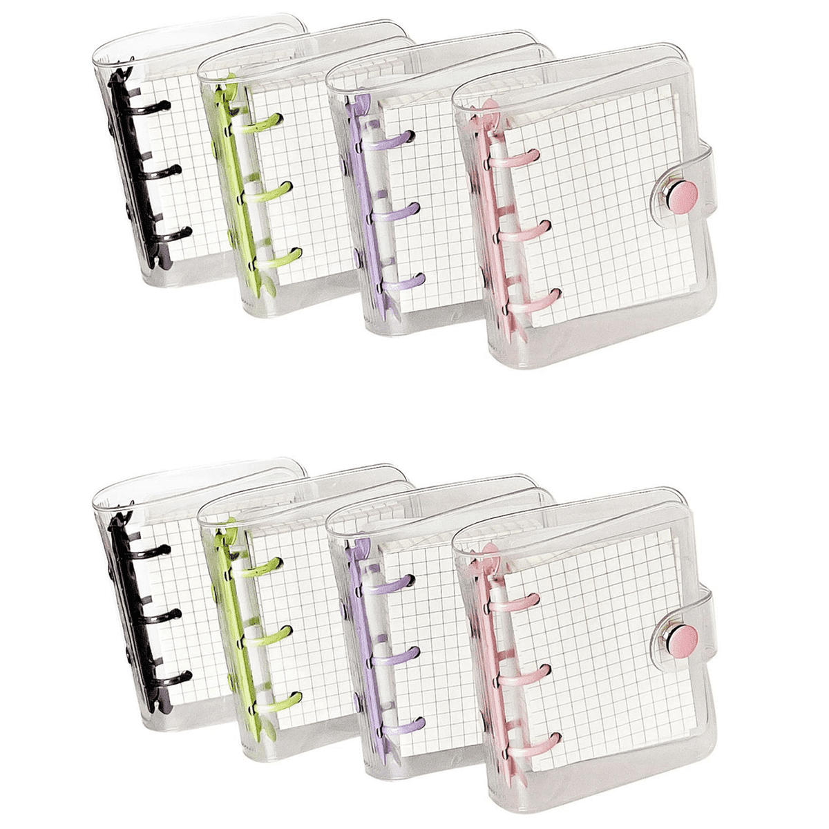 8 Pack Mini Transparent 3 Ring Binder Covers with Grid Inner Page and ...