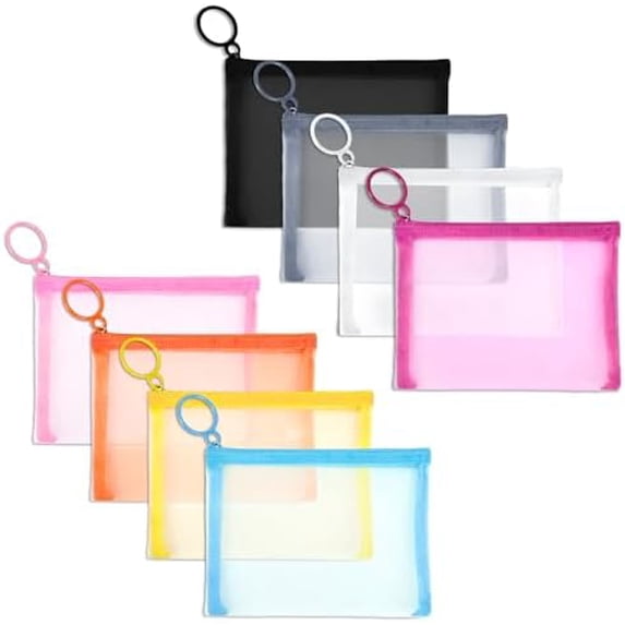 8 Pack Mini Zipper Mesh Makeup Bags, Nylon Cosmetic Bags Toiletry Purse ...