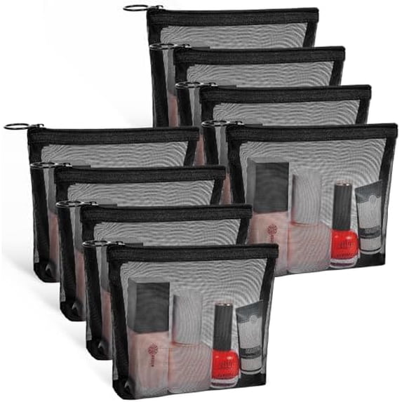 8 Pack Mini Zipper Mesh Makeup Bags, Nylon Cosmetic Bags Toiletry Purse ...
