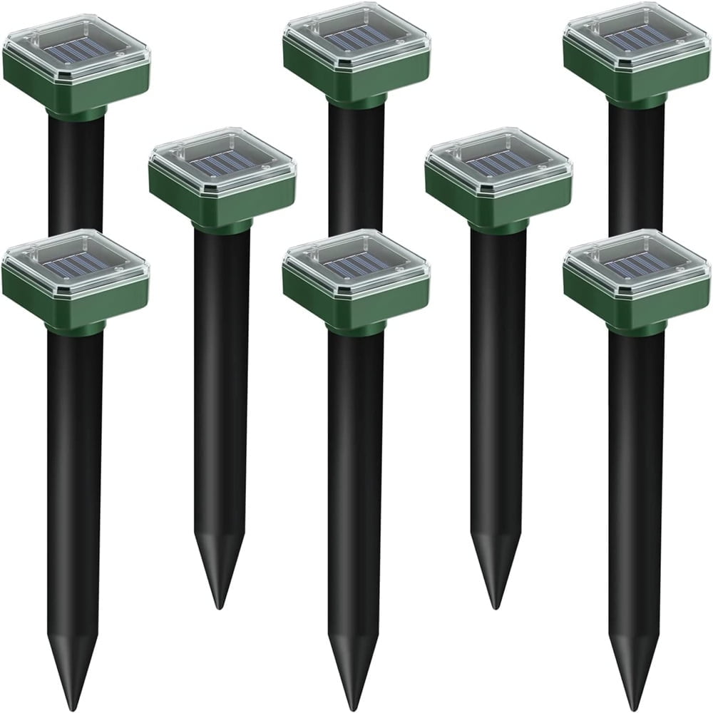 Onemayship 8 Pack Solar Mole Repellent, Ultrasonic Vole and Groundhog ...