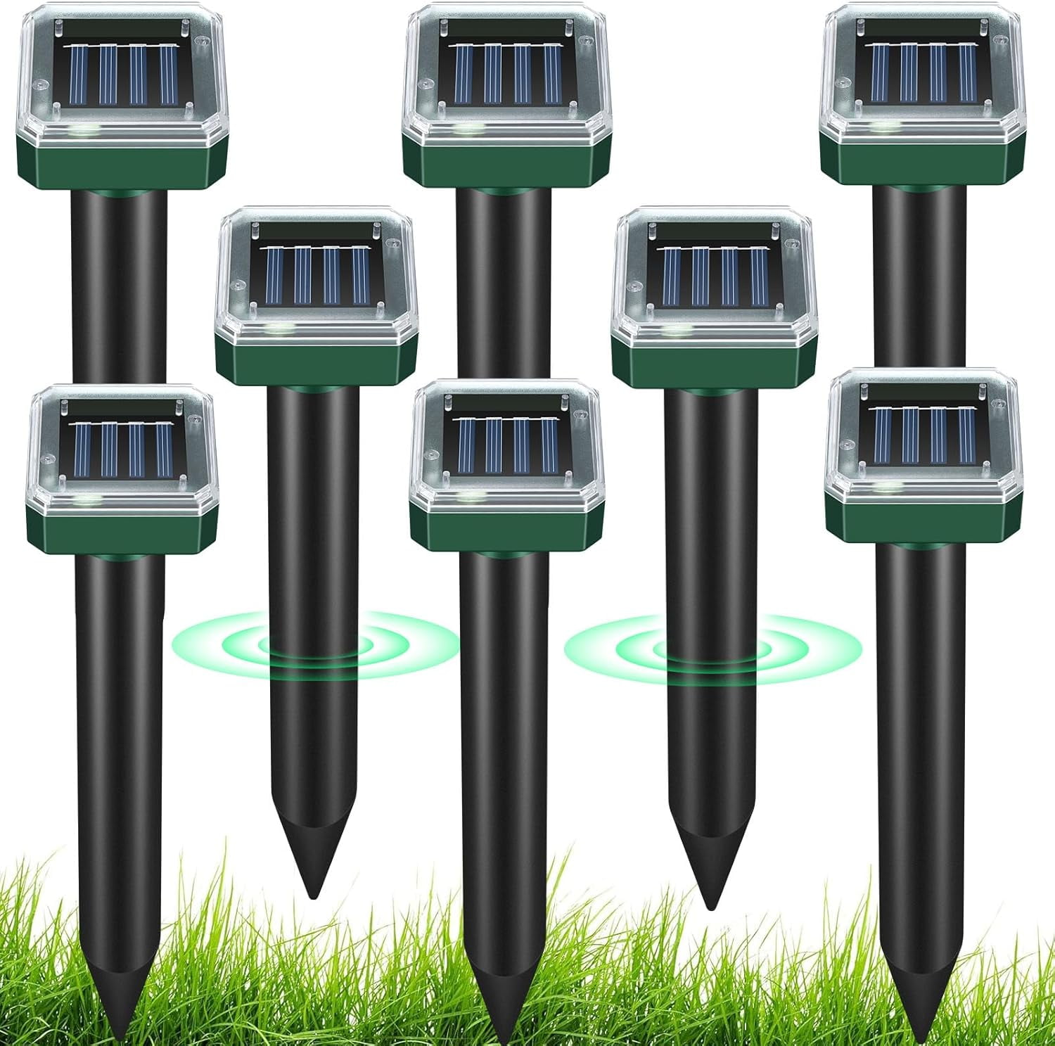 8 Pack Solar Powered Sonic, Ultrasonic Repellent Stakes for Moles ...