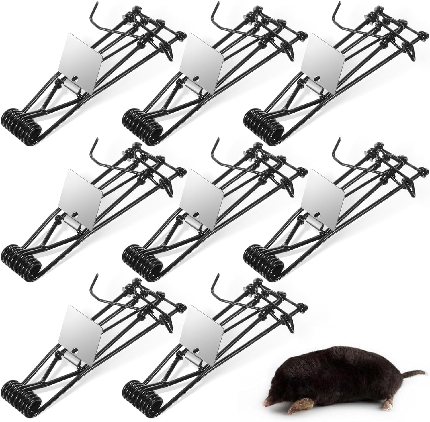 8 Pack Mole Trap Gopher Trap Metal Tactical Rat Vole Traps Outdoor ...