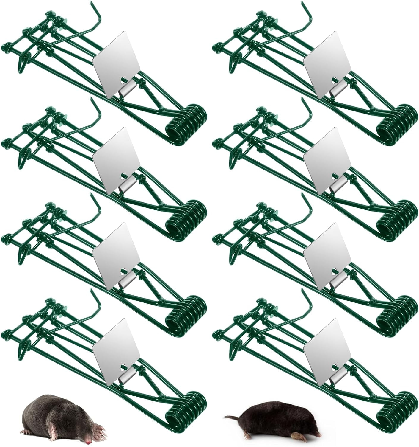 KingFurt Metal Gopher Trap 8 Pack Outdoor Reusable Mole and Vole Killer ...