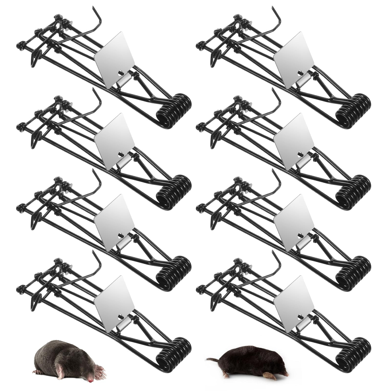 8 Pack Mole Traps for Lawns Reusable Mole Trap Gopher Killer Metal ...