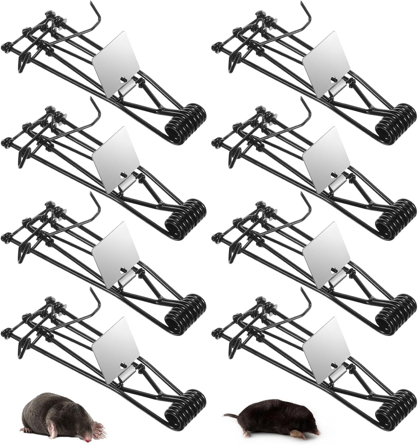 8 Pack Mole Traps for Lawns Reusable Mole Trap Gopher Killer Metal ...