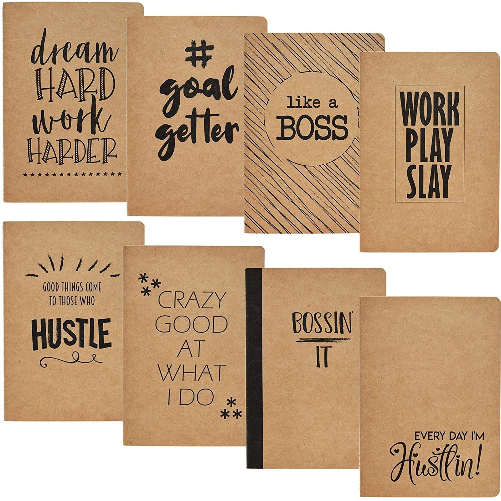 8 Pack Motivational Kraft Travel Journal Notebook for Coworkers (5.75x8 ...