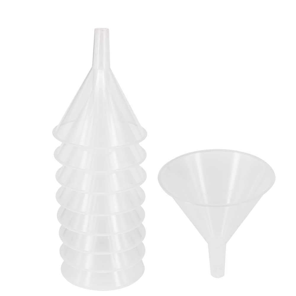 8 Pack Multi-Purpose Plastic Funnels with Long Reaching Spout (4.7 ...