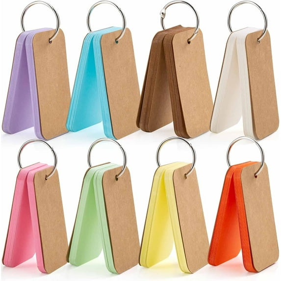 8 Pack Multicolor Index Cards with Binding Rings, 320 Sheets 2.2 x 3.5 ...
