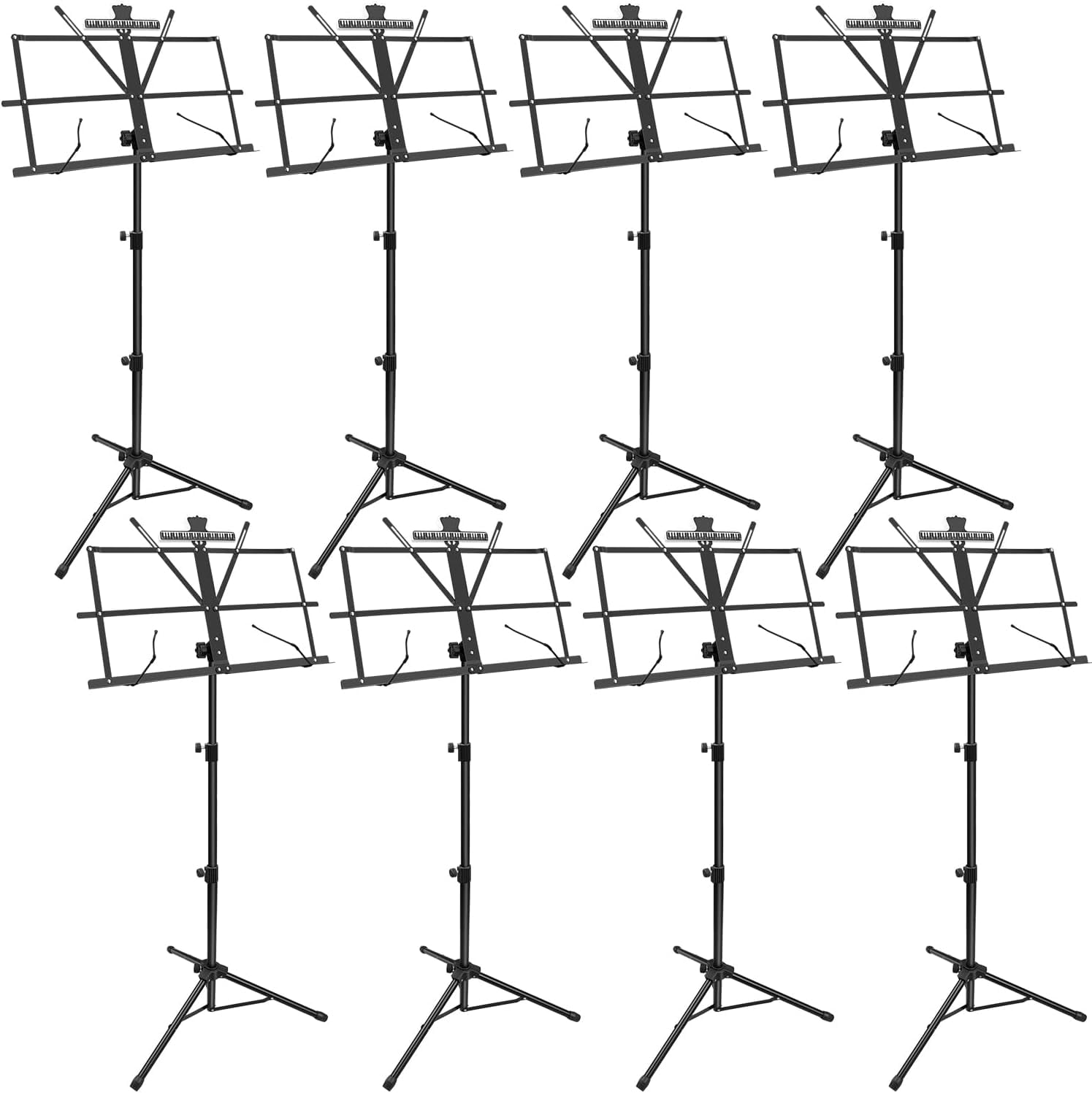 8 Pack Music Stand, 2 in 1 Dual-Use Folding Sheet Music Stand ...