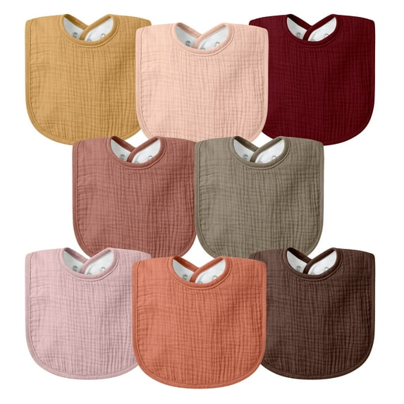 8-Pack Muslin Baby Bibs for Boys & Girls, Soft Cotton Absorbent Bandana ...