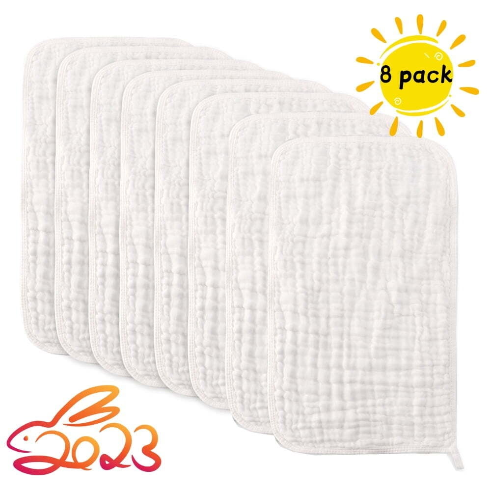 8 Pack Muslin Burp Cloths Baby Burp Clothes - Burp Rags for Boy Girls ...