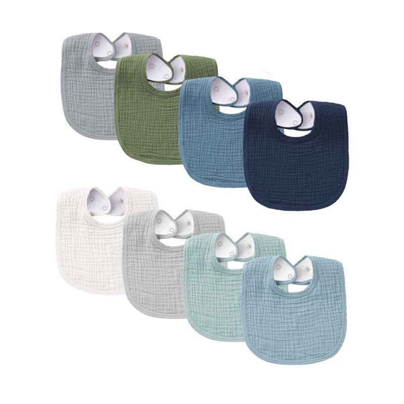8 Pack Muslin Cotton Baby Bibs for Unisex, Soft and Absorbent Gender ...