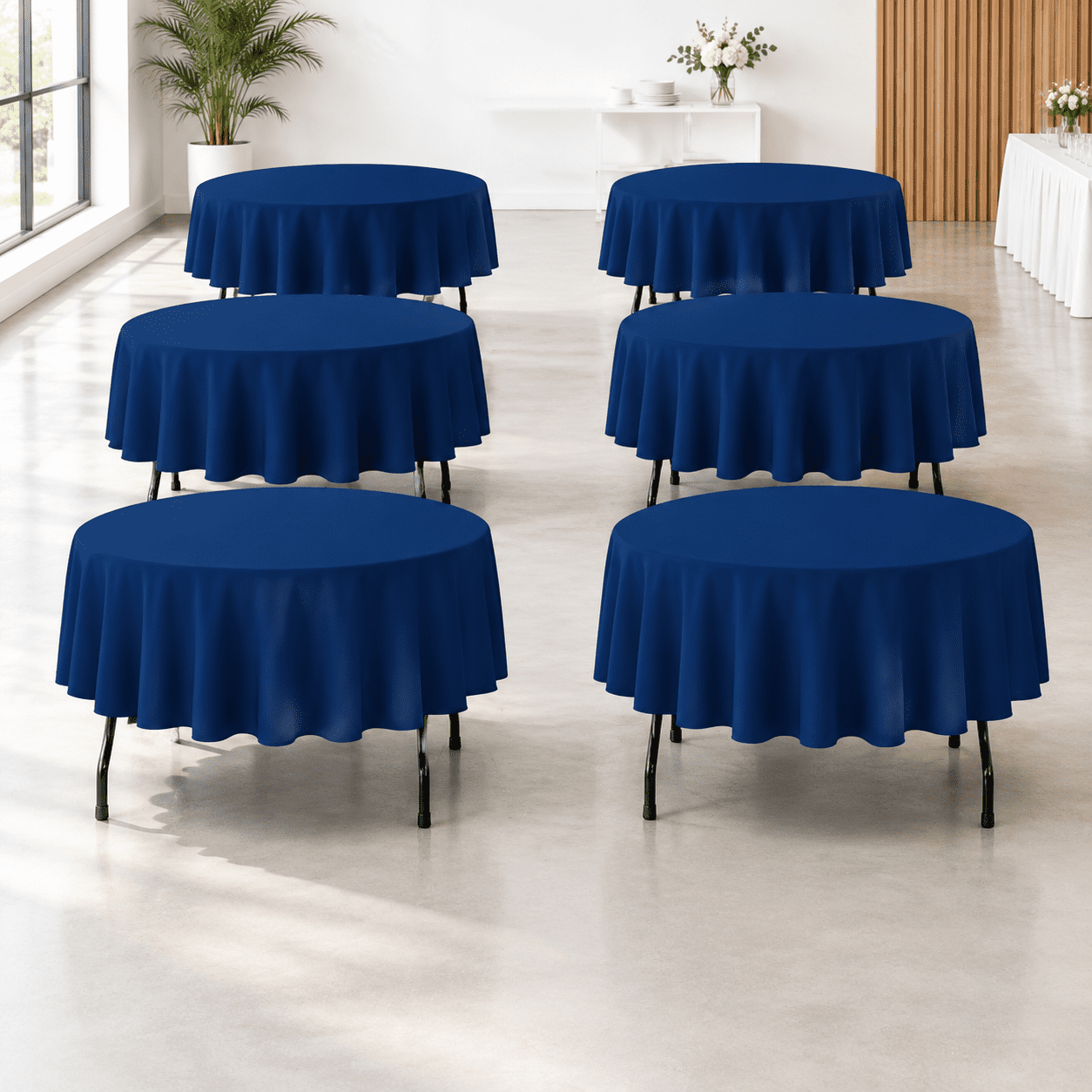 8 Pack Navy Blue Round Tablecloths 90 Inch For 60