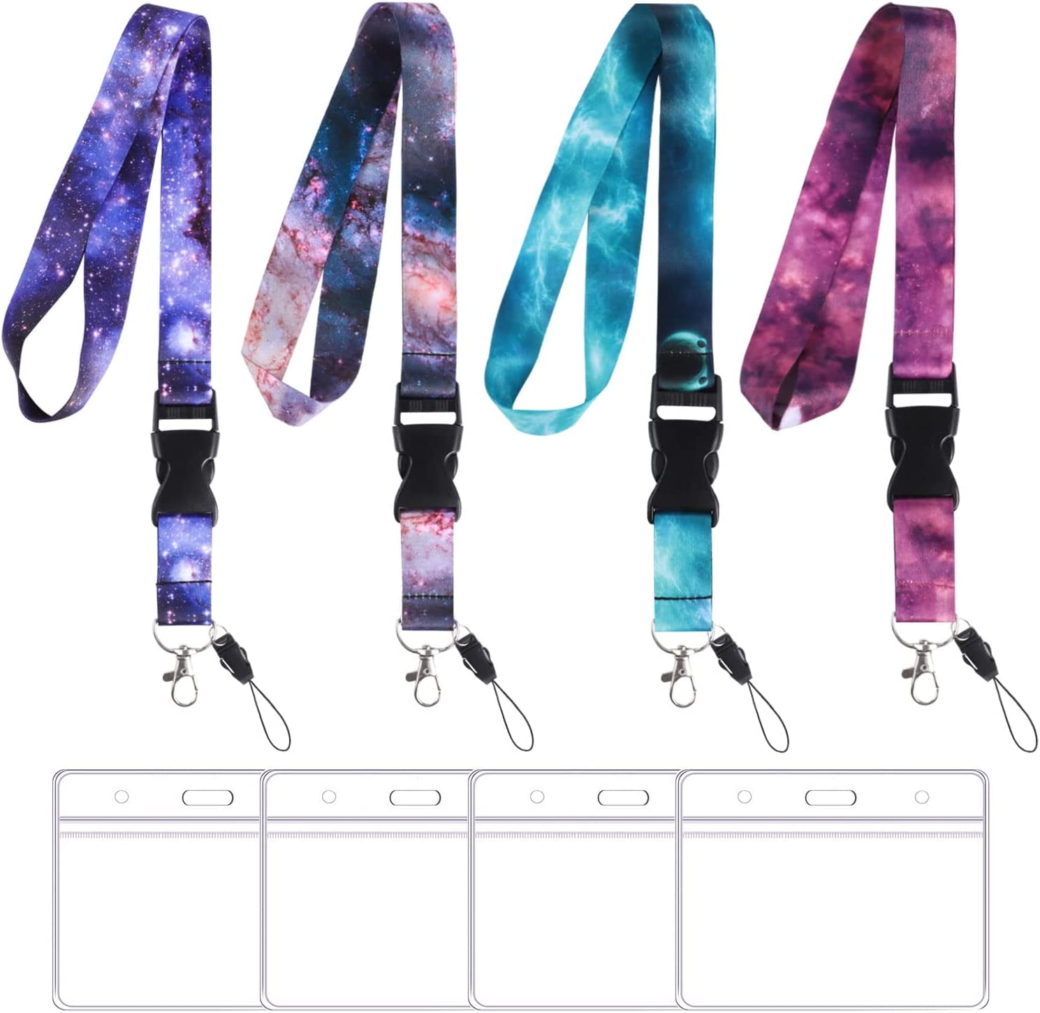 8 Pack Neck Lanyards Card Holders,4 Pcs Starry Sky Neck Lanyards,4 ...