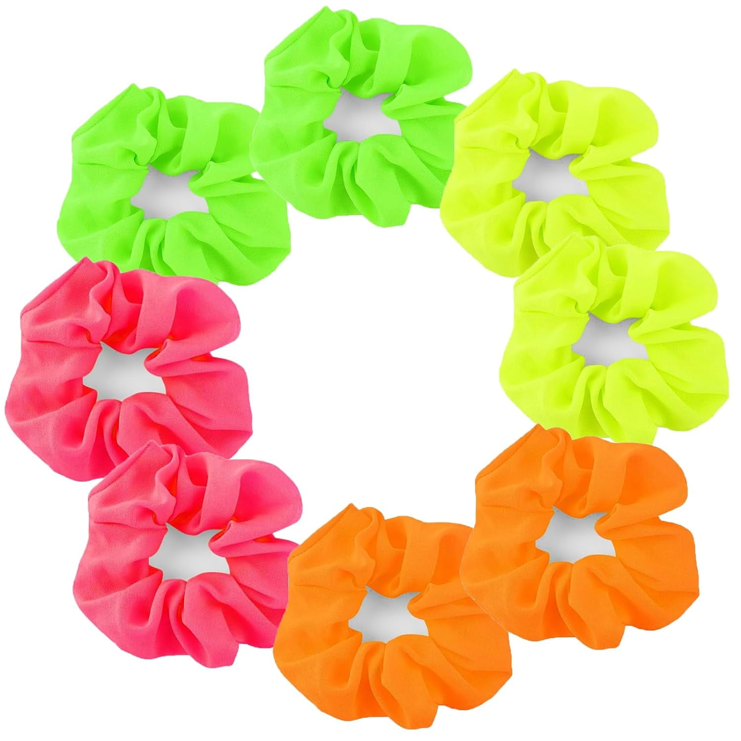 8 Pack Neon Scrunchies, 80s Bright Neon Hair Scrunchy Premium Elastic ...