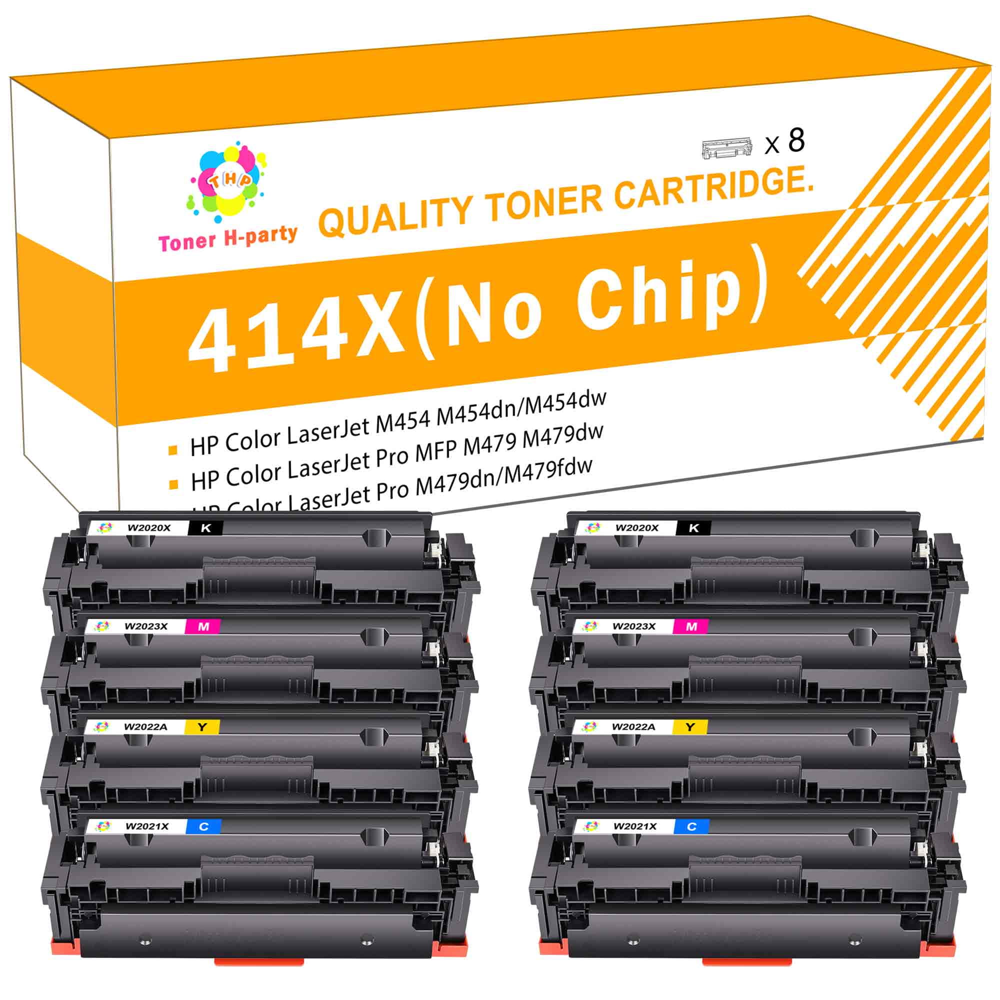 8 Pack (No Chip) 414X 414A Toner Cartridge Compatible for HP 414A 414X ...