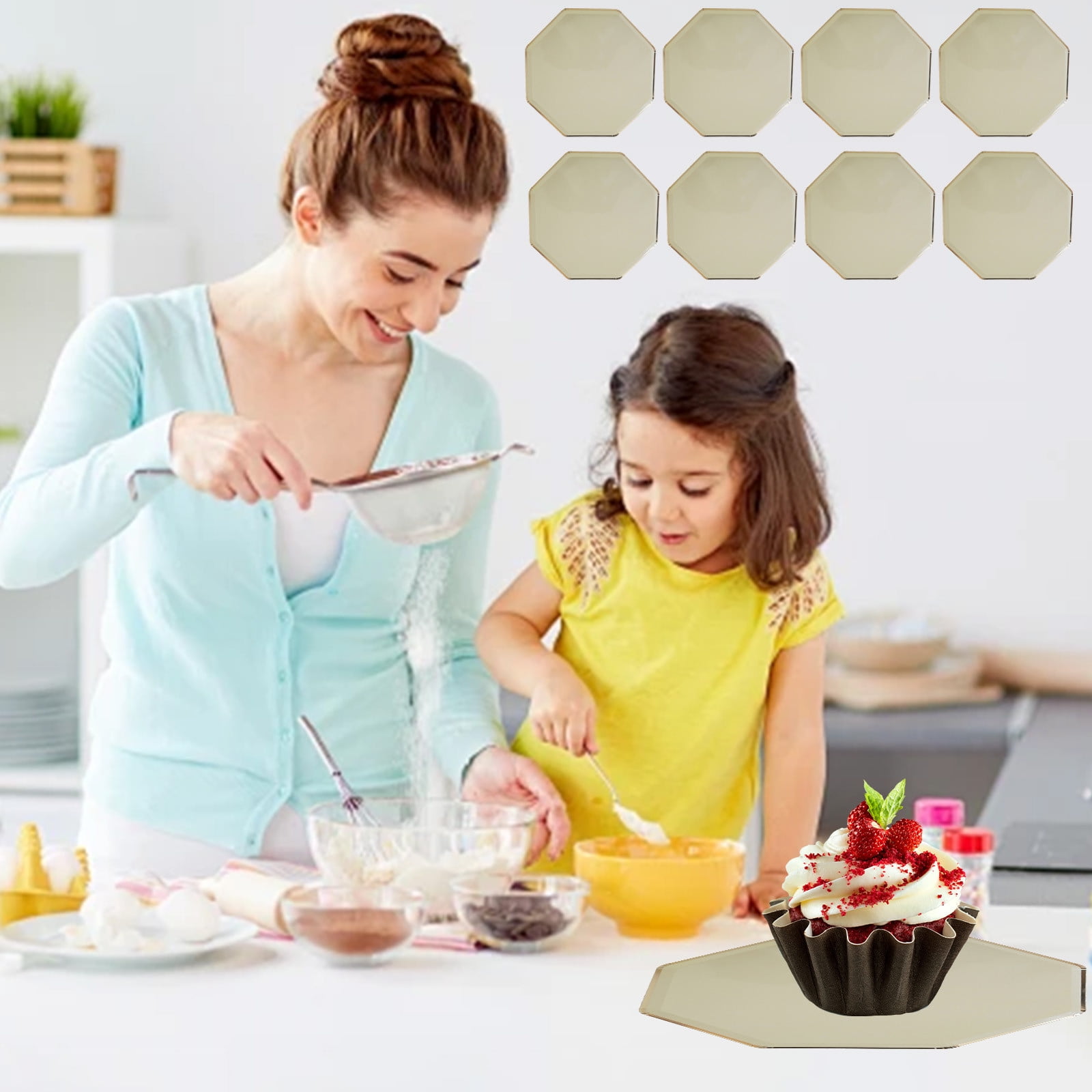 8 Pack Octagon Disposable Paper Plates, Heavy Duty Disposable Plates ...